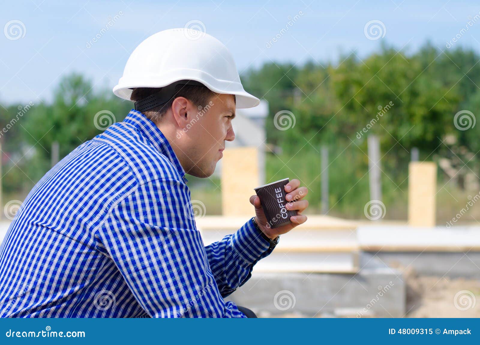 Young Workman With Helmet Happy And Counting Two With Fingers On White ...
