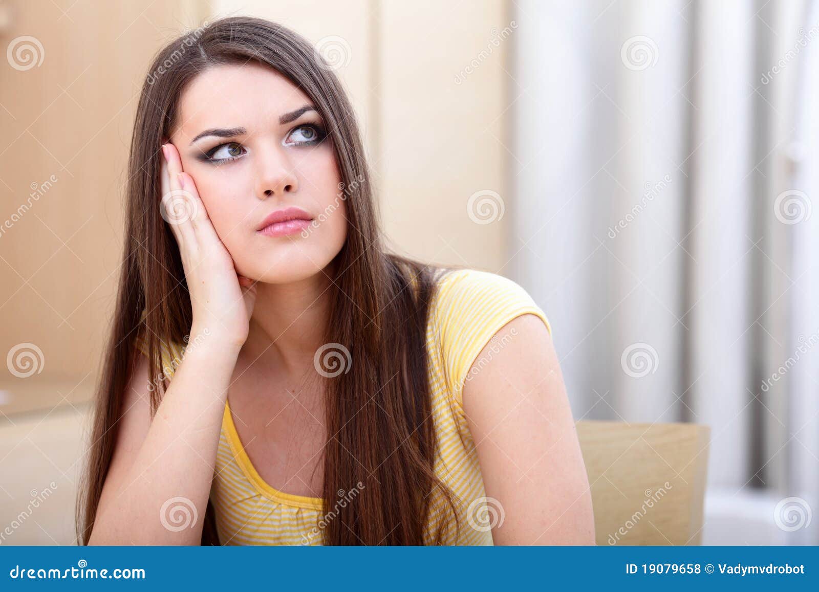 Young Worried Beautiful Woman Stock Photo - Image of copy, beauty: 19079658