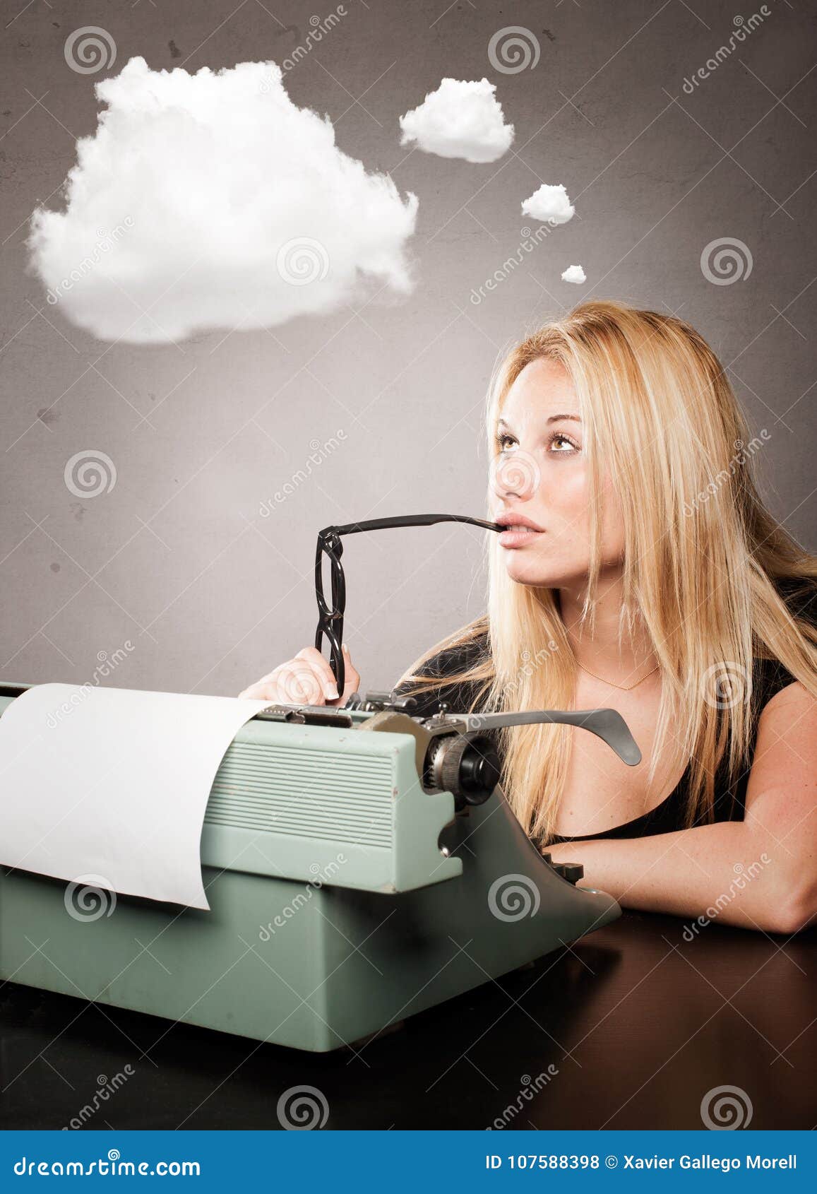 Young Writer with a Typewriter Stock Photo - Image of classic ...