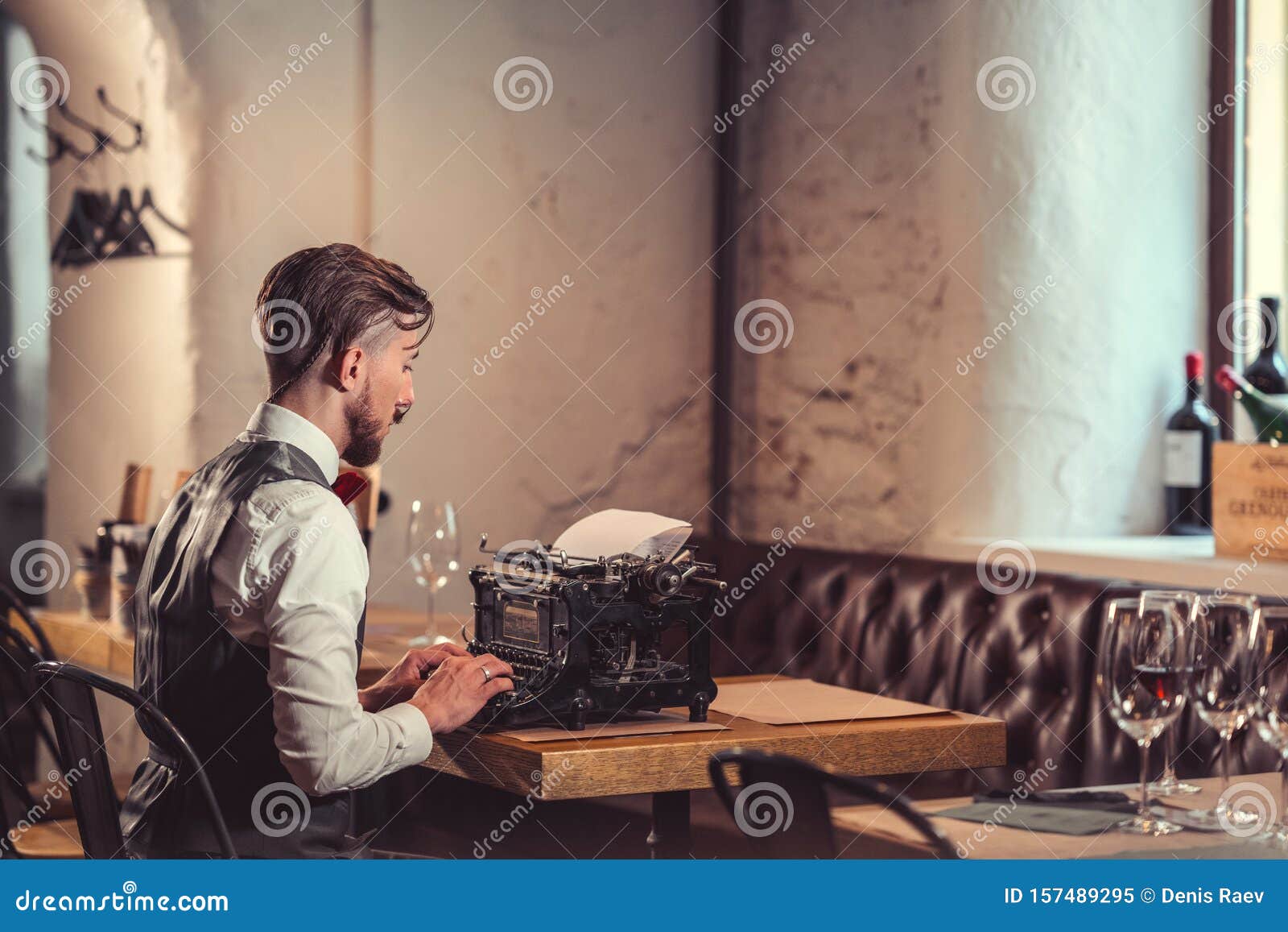 Young Writer Typing on a Typewriter Stock Image - Image of vintage ...