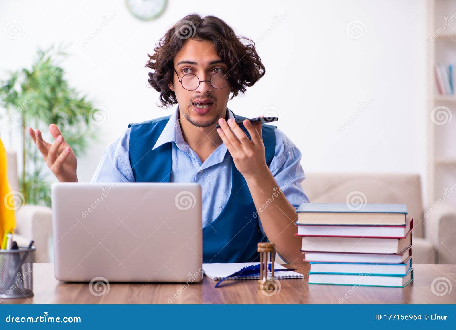 Young Writer Working on His New Work Stock Photo - Image of message ...