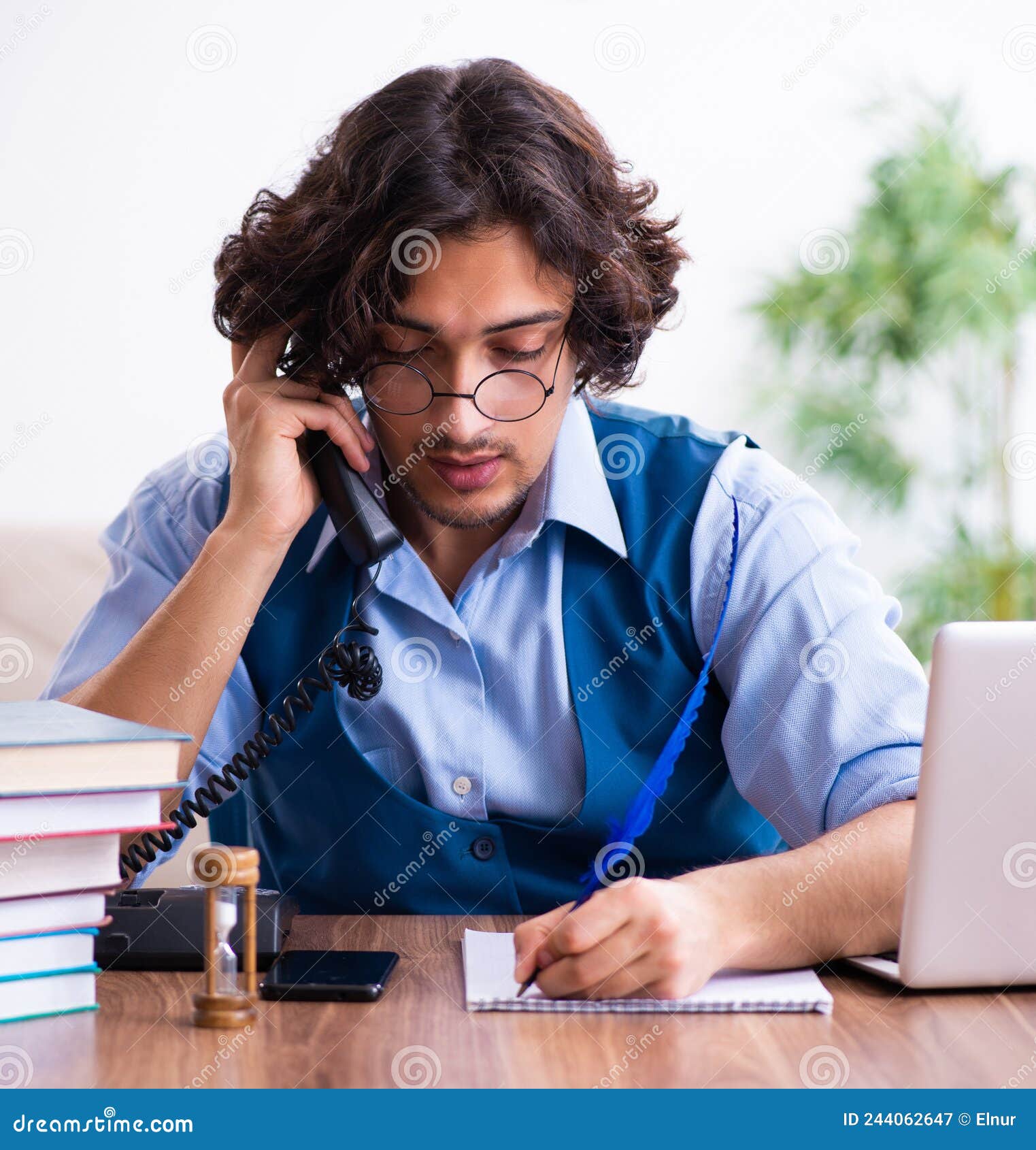 Young Writer Working on His New Work Stock Image - Image of creative ...