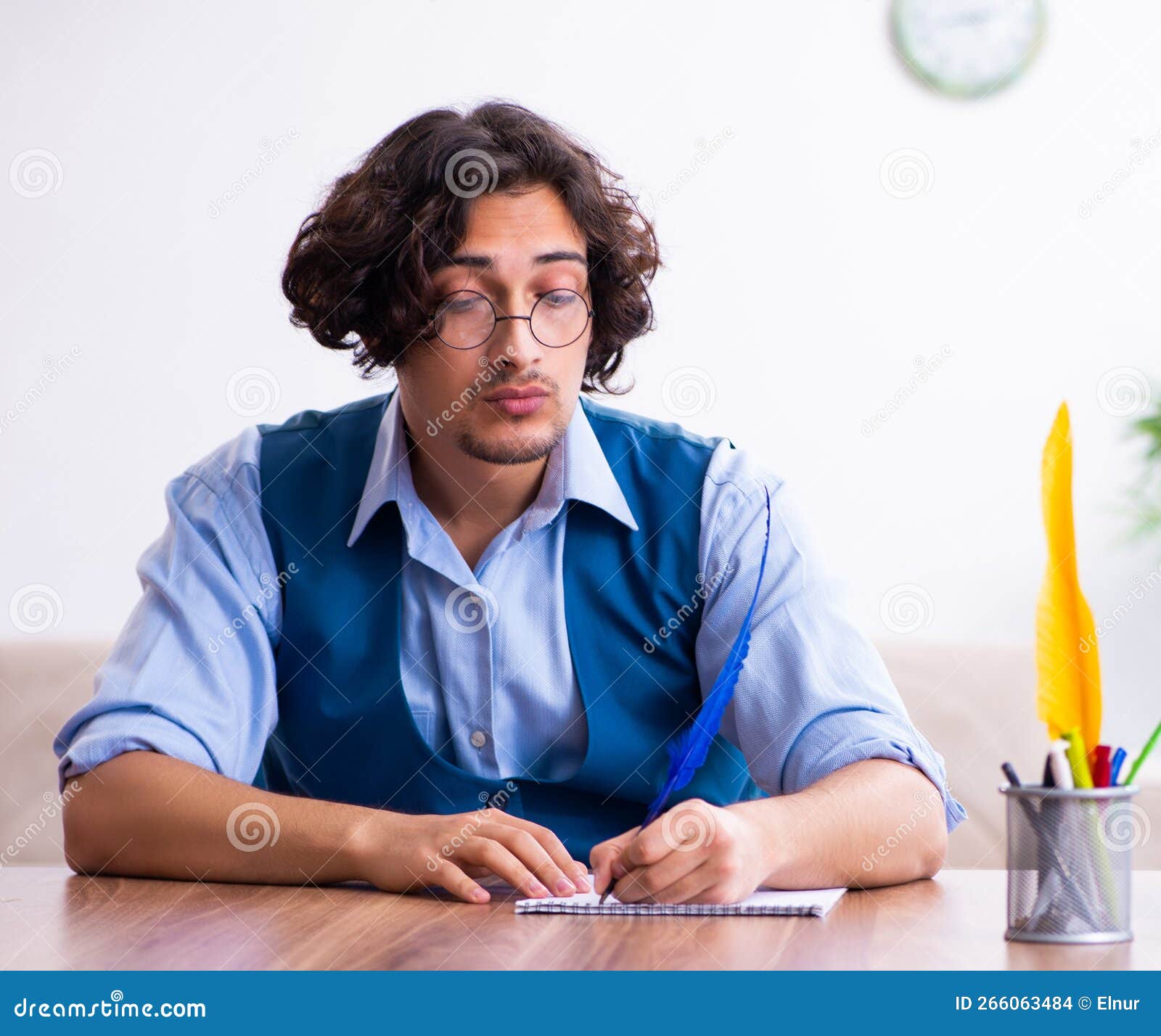 Young Writer Working on His New Work Stock Photo - Image of occupation ...