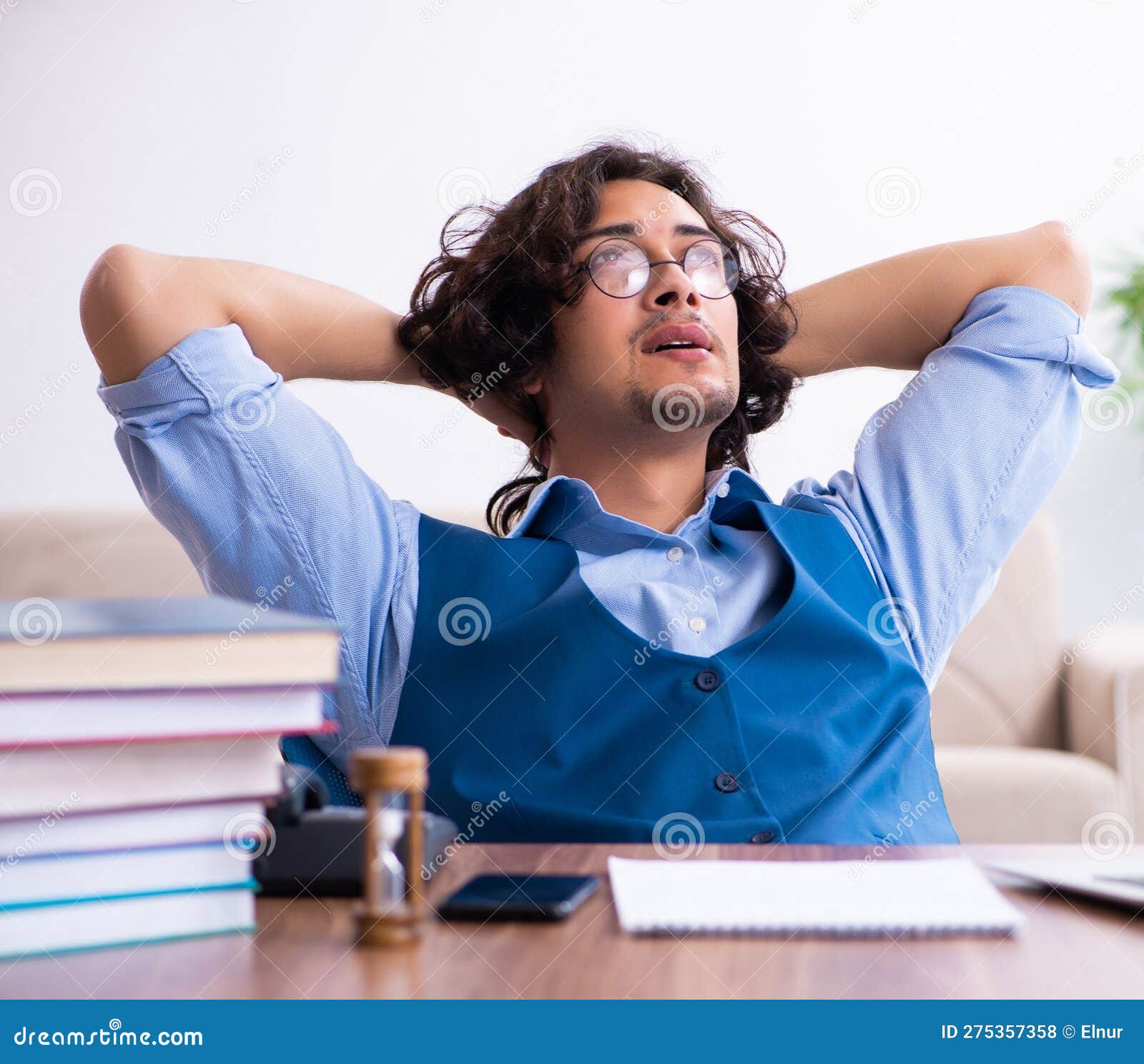 Young Writer Working on His New Work Stock Photo - Image of author ...