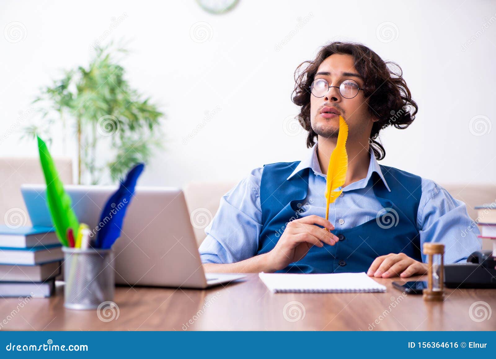 Young Writer Working on His New Work Stock Photo - Image of diary ...