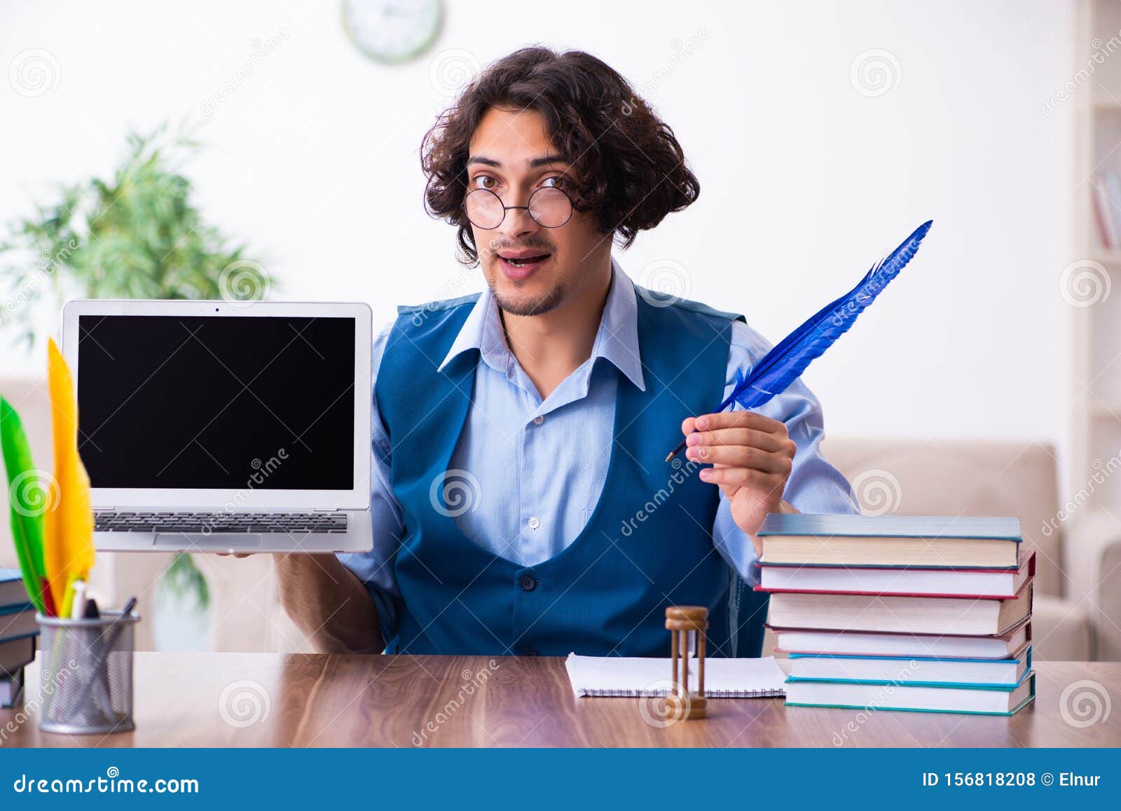 Young Writer Working on His New Work Stock Photo - Image of author ...