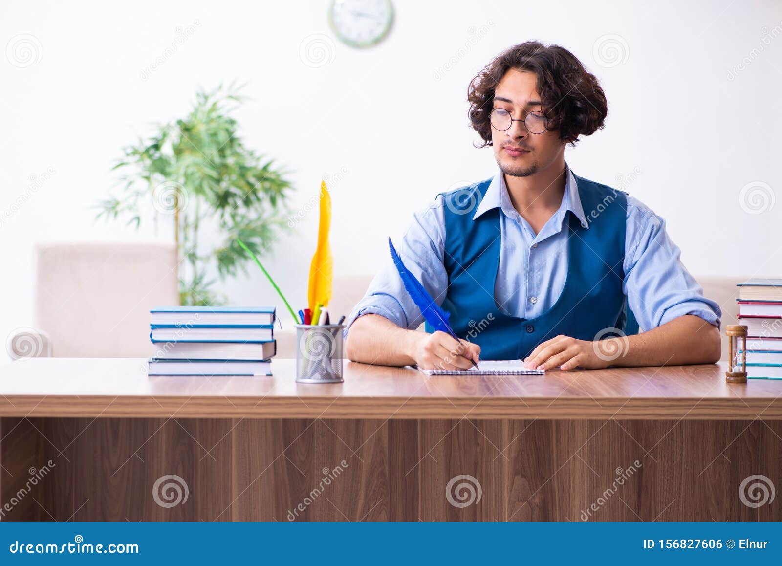Young Writer Working on His New Work Stock Photo - Image of calligraphy ...