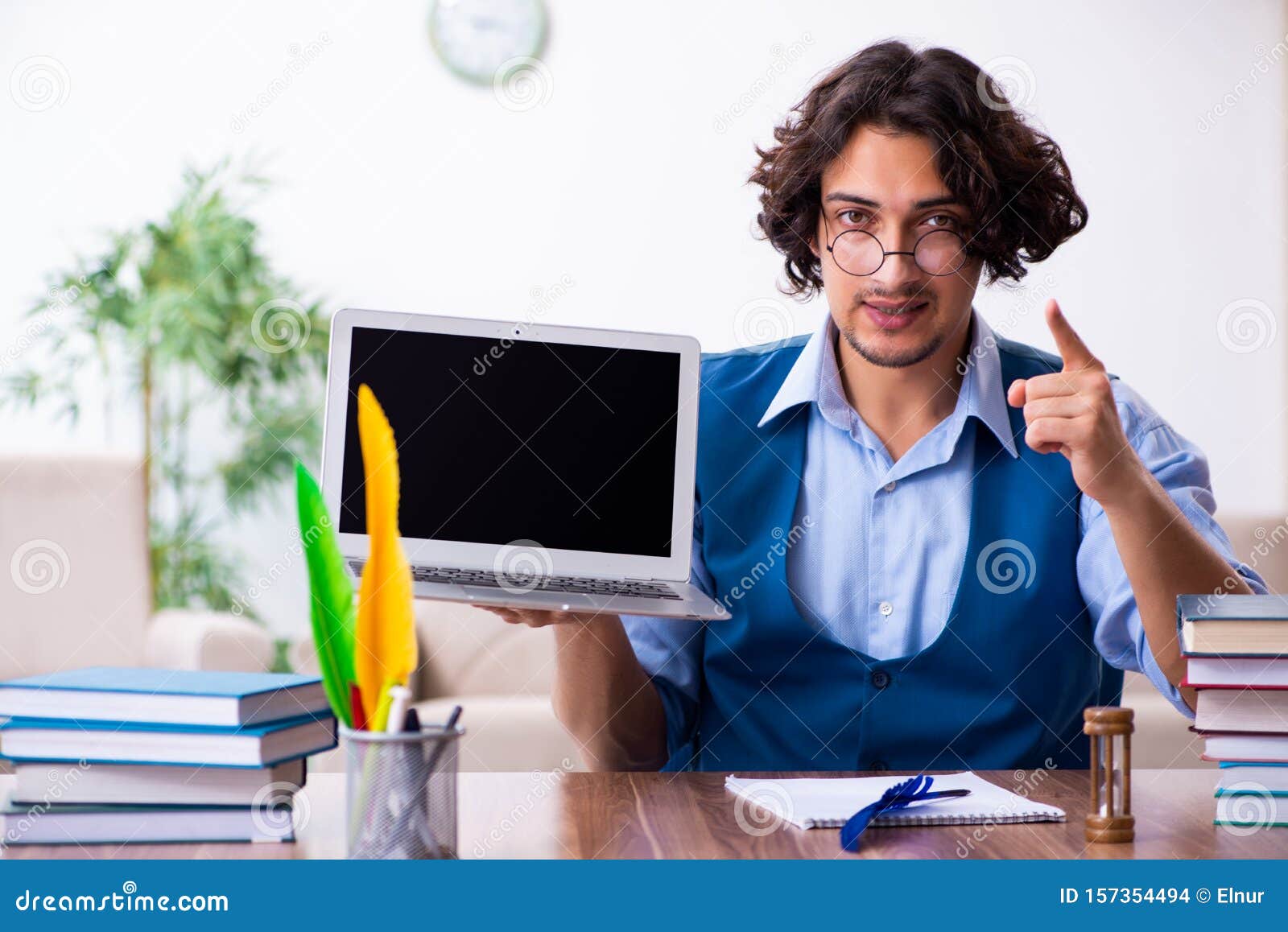 Young Writer Working on His New Work Stock Photo - Image of internet ...
