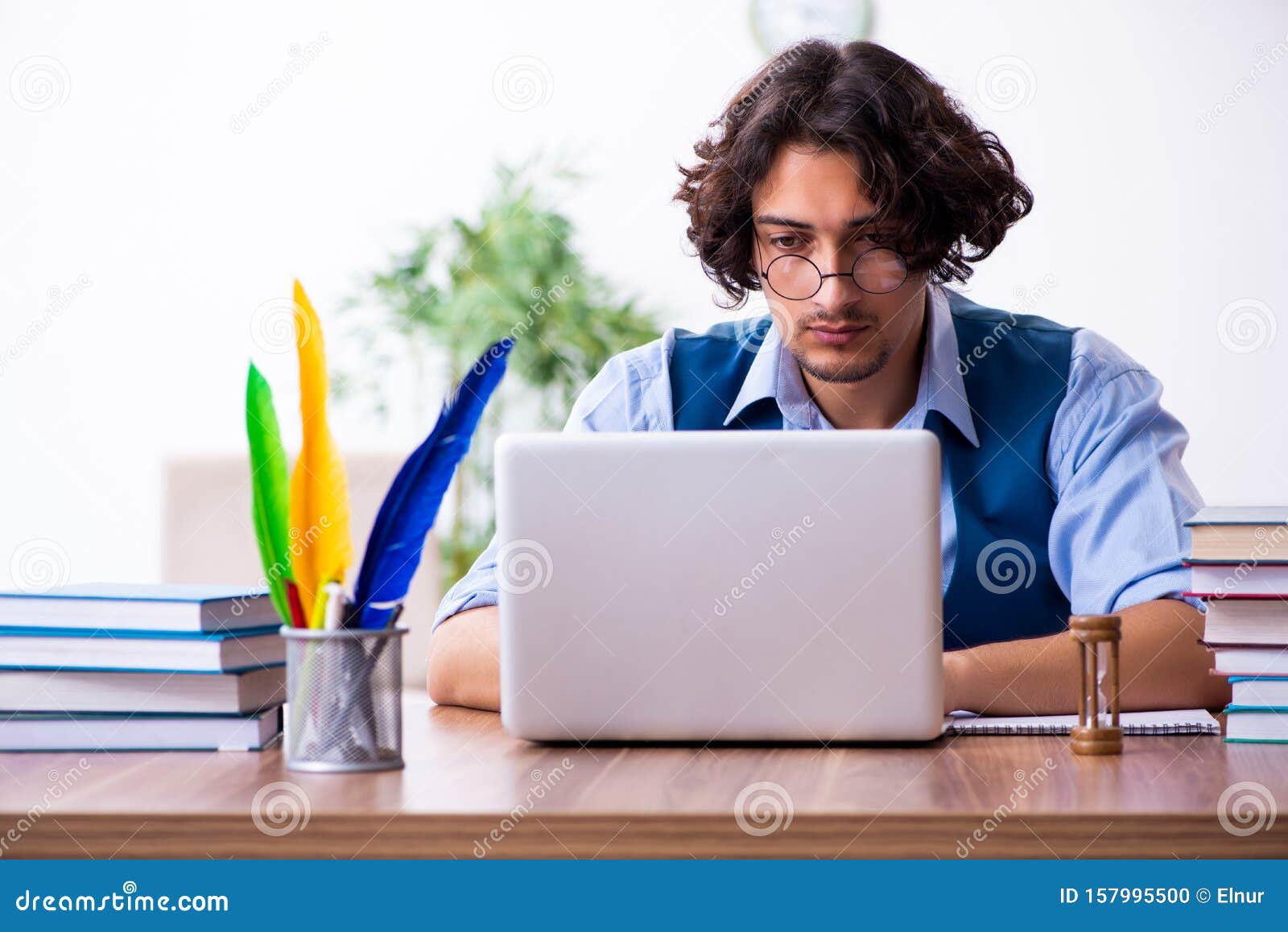 Young Writer Working on His New Work Stock Photo - Image of career ...
