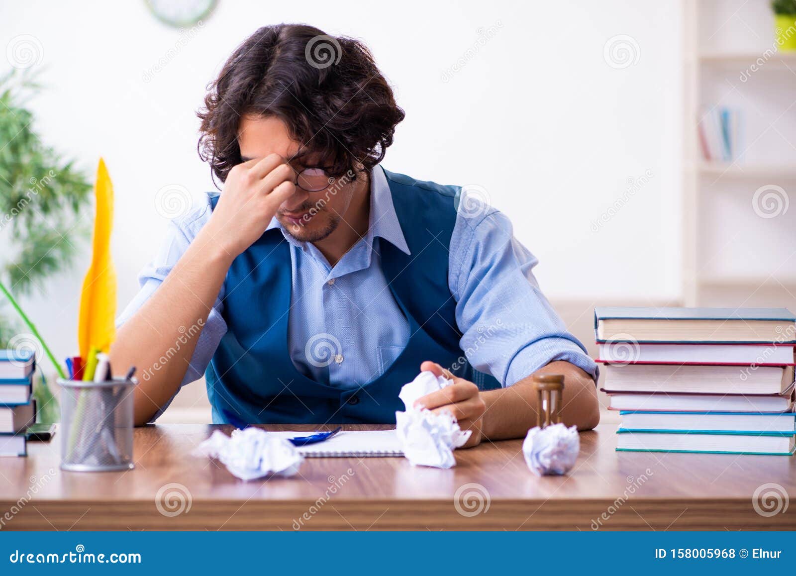 Young Writer Working on His New Work Stock Photo - Image of business ...