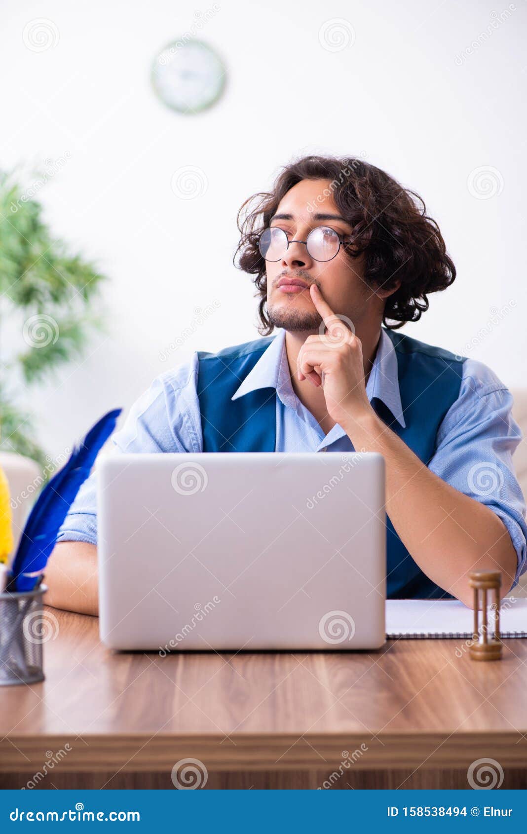 Young Writer Working on His New Work Stock Photo - Image of internet ...