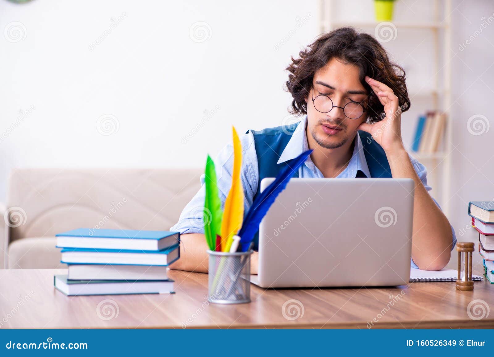 Young Writer Working on His New Work Stock Image - Image of online ...