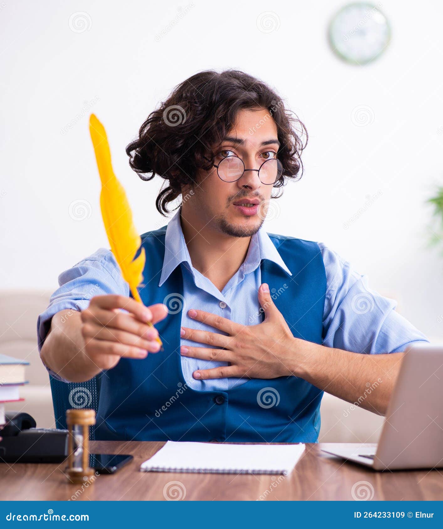 Young Writer Working on His New Work Stock Image - Image of ...