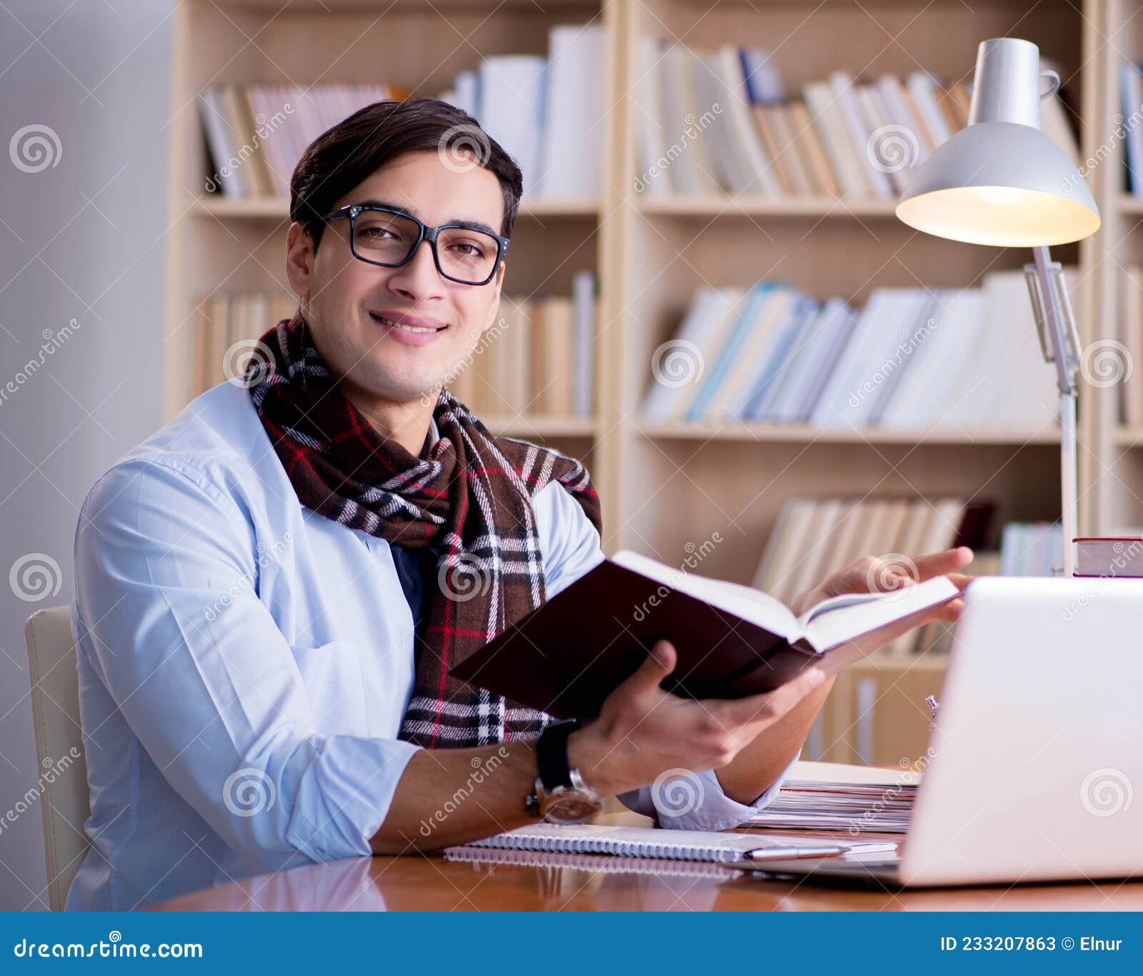 Young Writer Working in the Library Stock Image - Image of inspiration ...