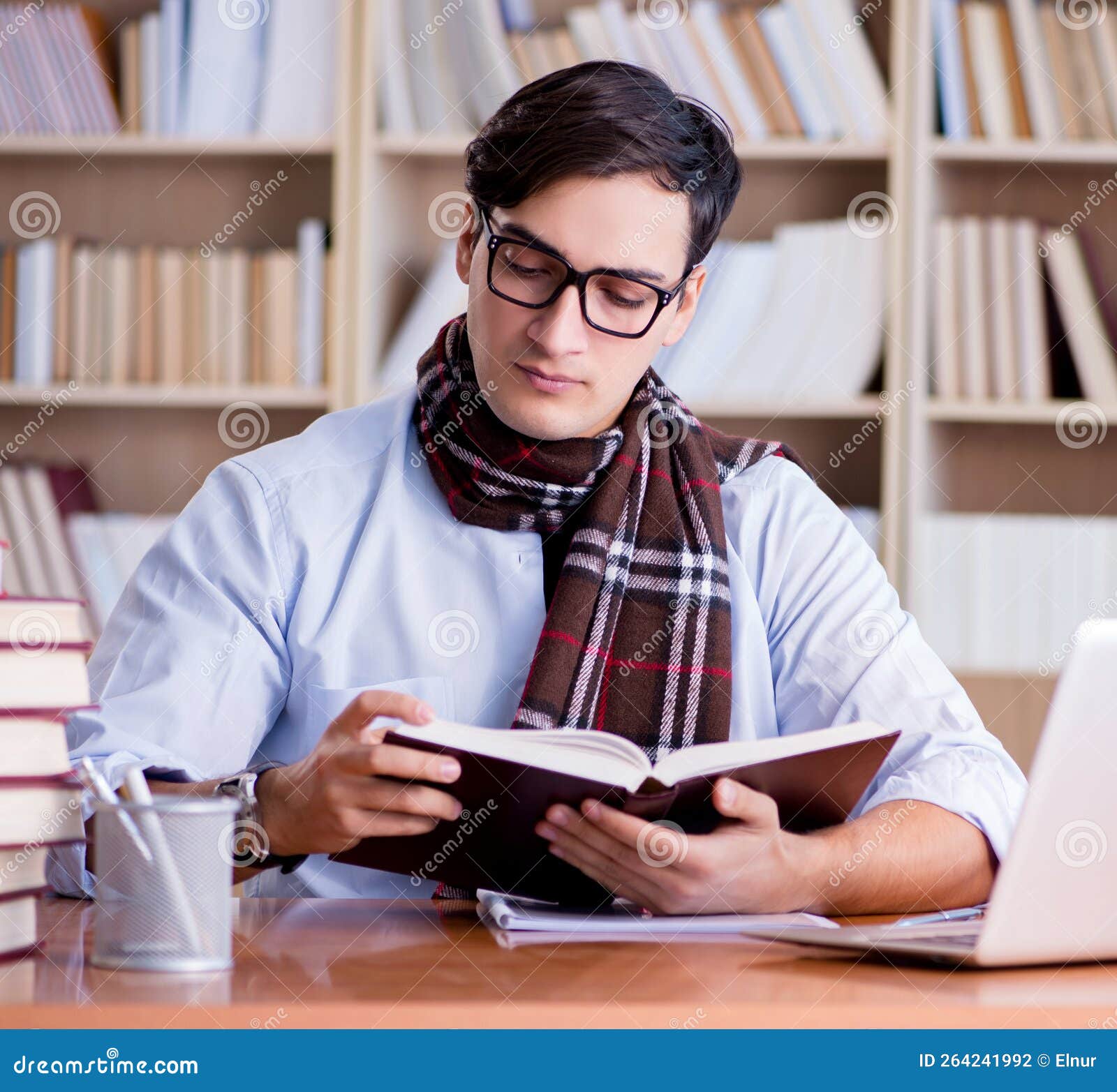 Young Writer Working in the Library Stock Photo - Image of home ...