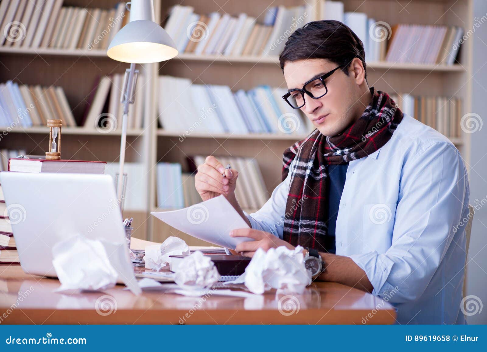 The Young Writer Working in the Library Stock Photo - Image of blogger ...