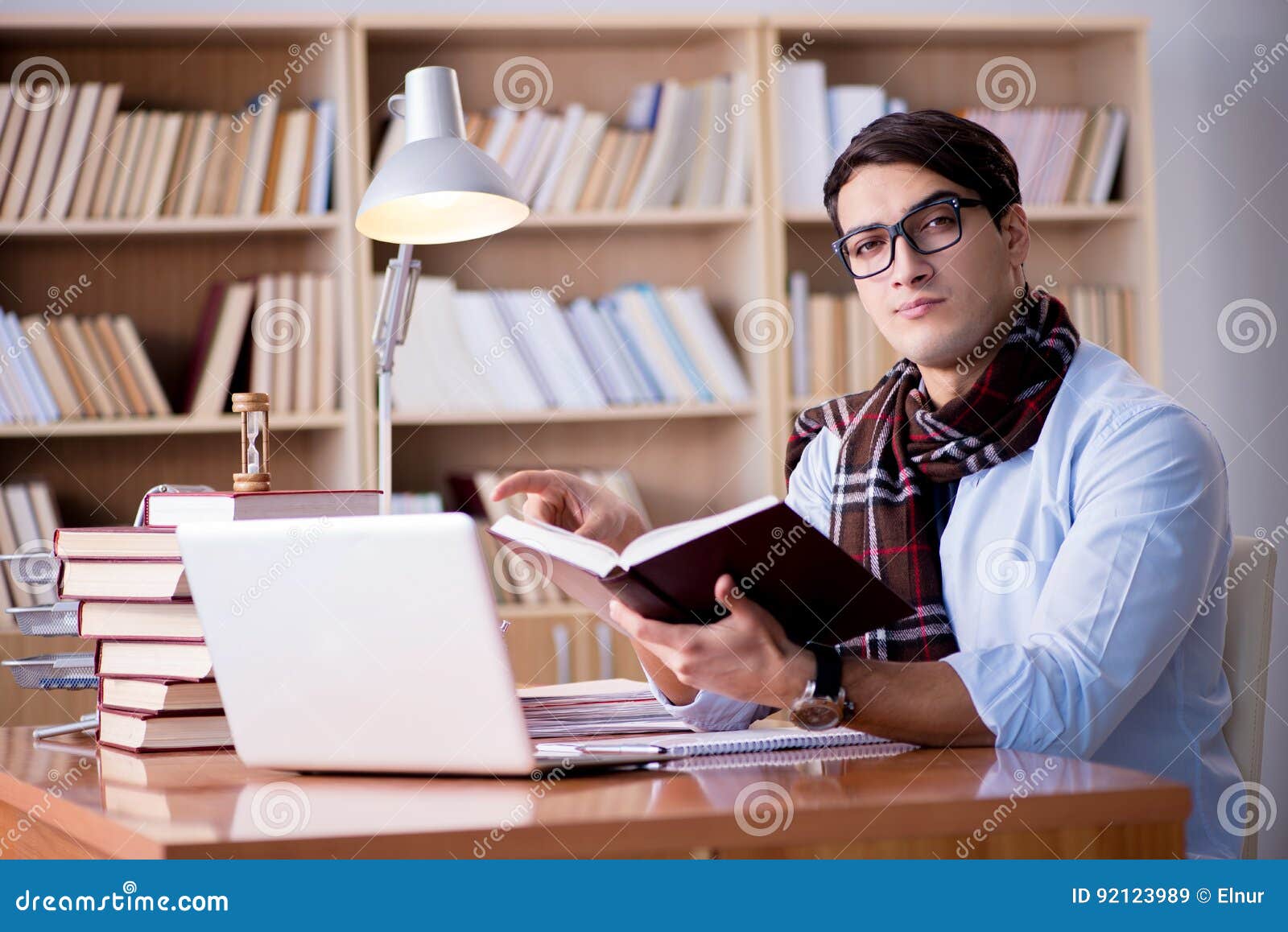The Young Writer Working in the Library Stock Image - Image of reporter ...
