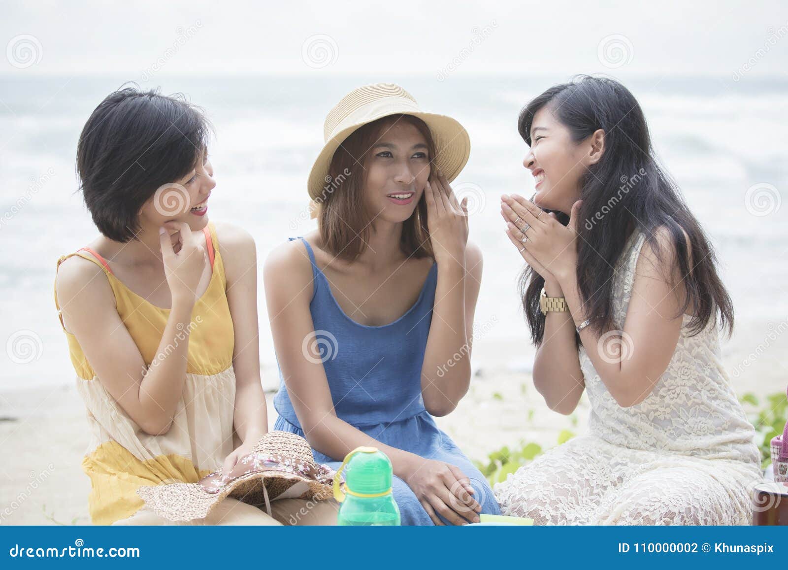 Younger Asian Woman Friend Relaxing Talking with Happiness Emotion at ... Younger Asian Woman Friend Relaxing Talking with Happiness Emotion at ...