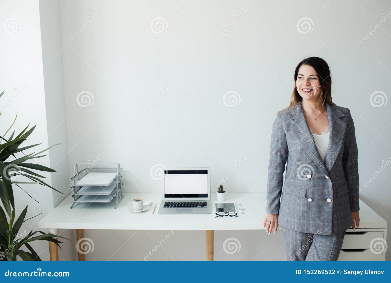 Younger Girl Working in the Office at the Table Stock Photo - Image of ...