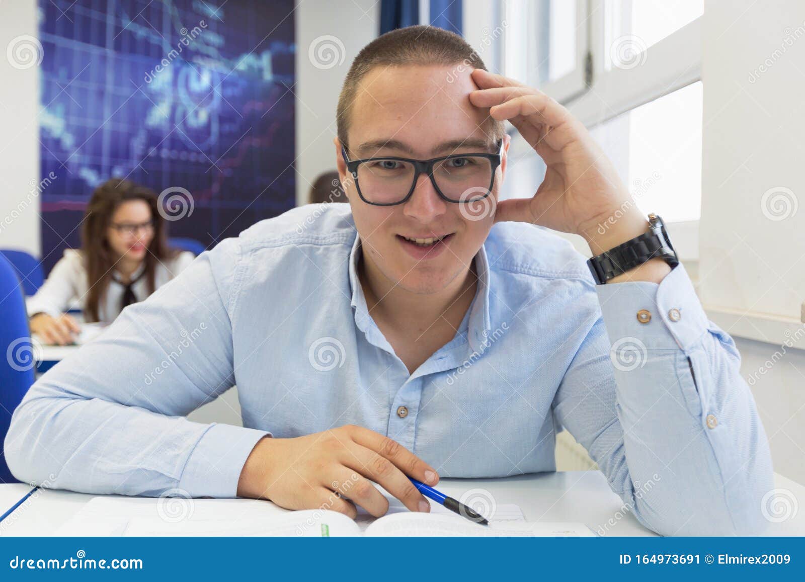 Youngmale Student in Math Class Overwhelmed by the Math Formula ...