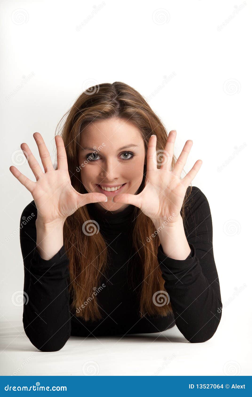 Young Girl Showing Ten Fingers Stock Photo - Image of girl, young: 13527064