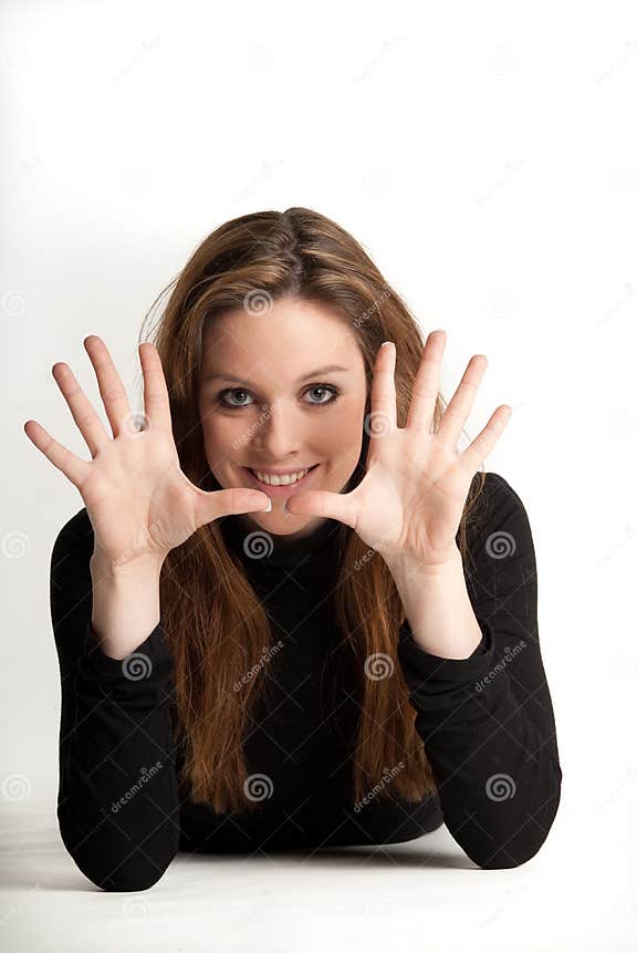 Young Girl Showing Ten Fingers Stock Photo - Image of girl, young: 13527064