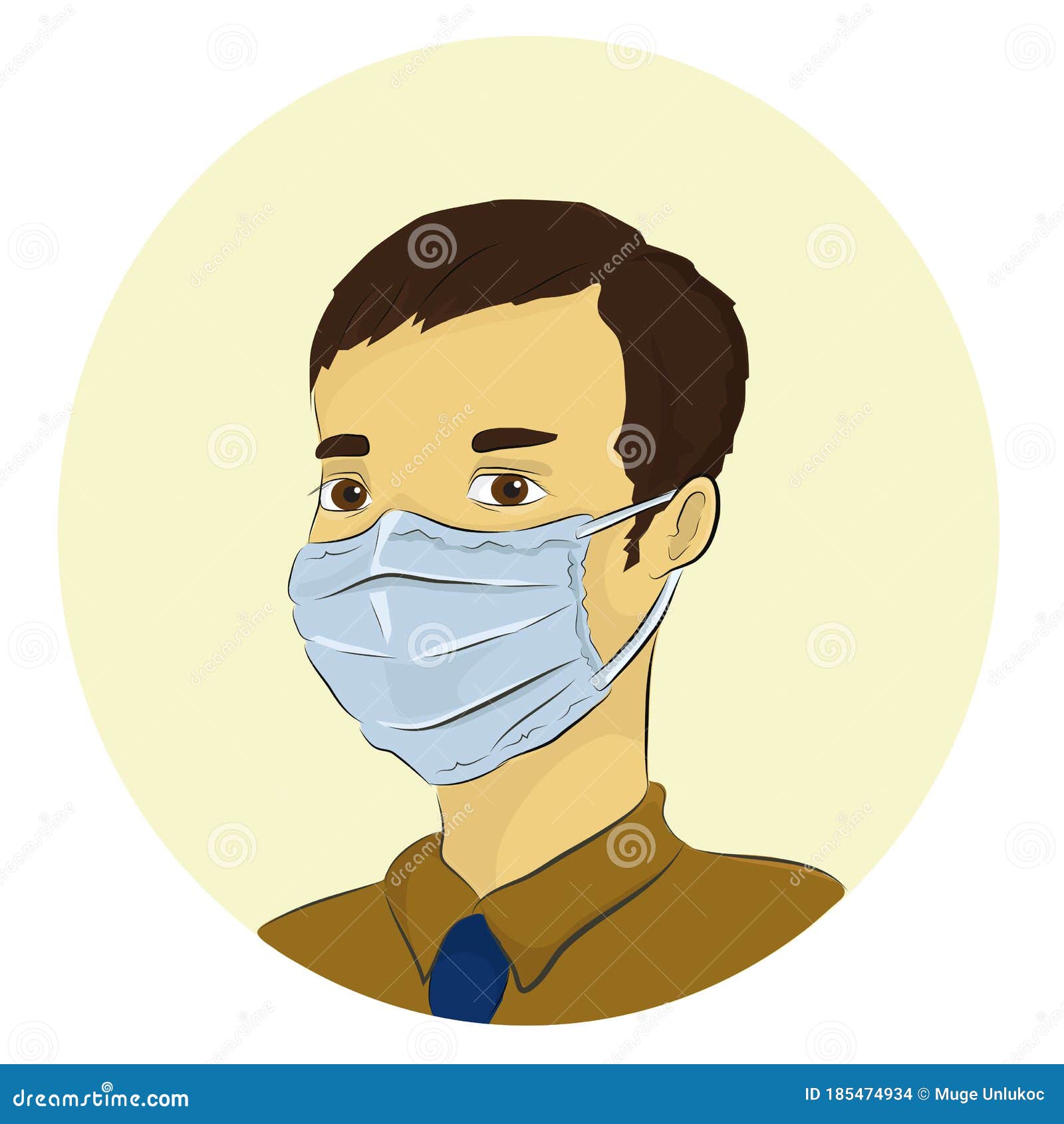 Vector Illustration of a Young Man Wearing Face Mask for Corona Virus ...