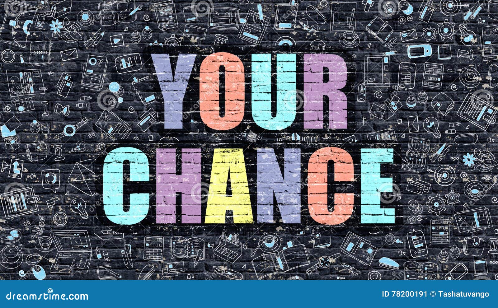 Your Chance in Multicolor. Doodle Design. Stock Illustration ...