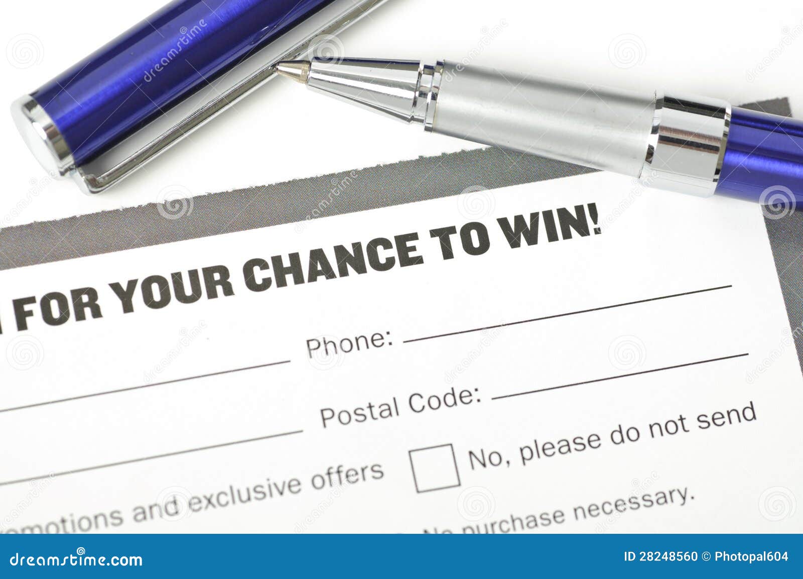 For your chance to win stock photo. Image of sheet, horizontal - 28248560