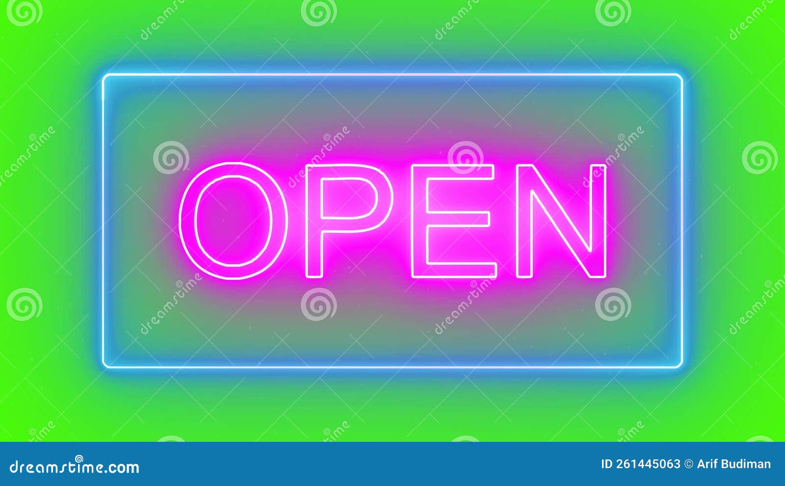 Text Open with Neon Glow Effect on Green Screen Background Stock Video ...