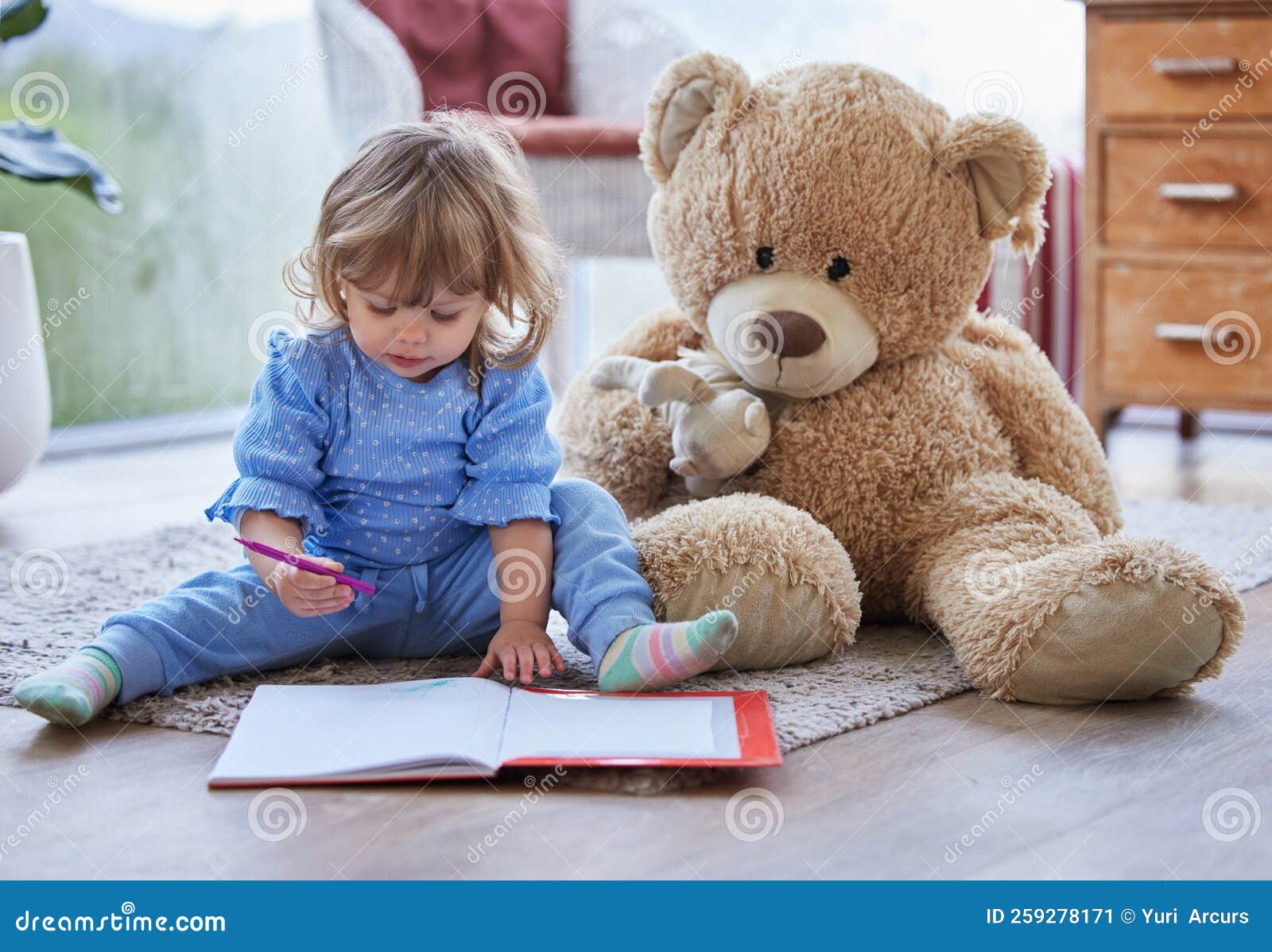 Your Creativity Has No Limits. a Little Girl Drawing at Home. Stock ...