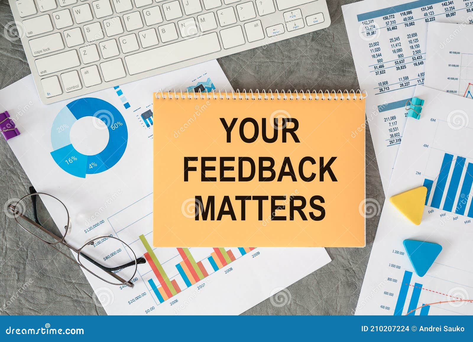 YOUR FEEDBACK MATTERS is Written in a Document on the Office Desk Stock ...