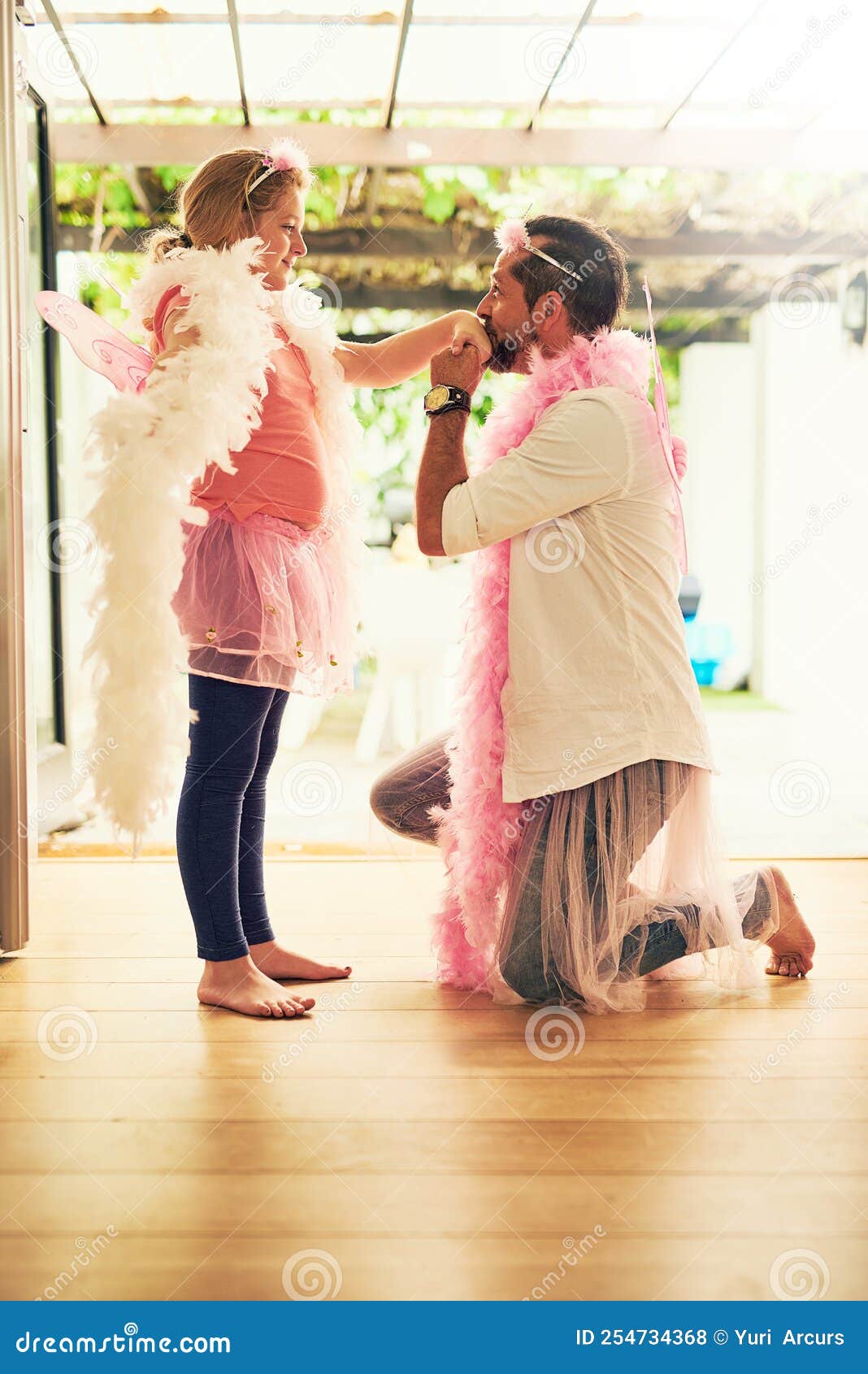 Your Highness...a Father and Daughter Playing Together at Home. Stock ...