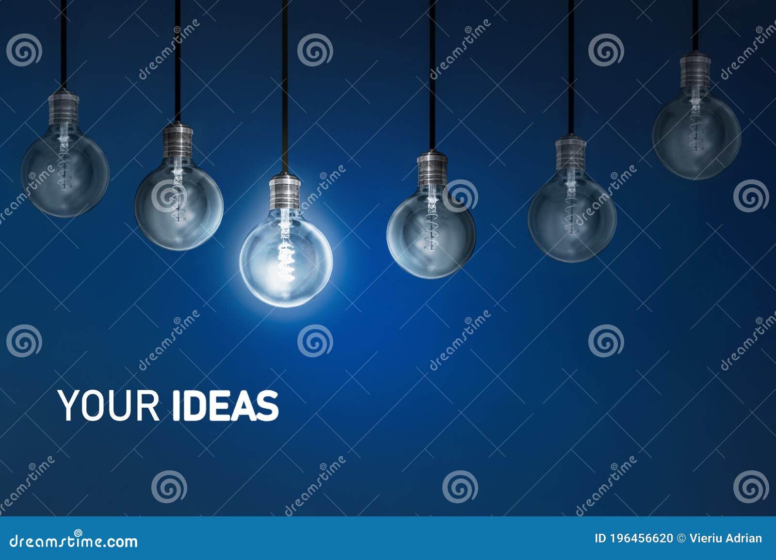 Your Ideas , Creativity Innovation Illuminated Light Bulb Row Dim Ones ...