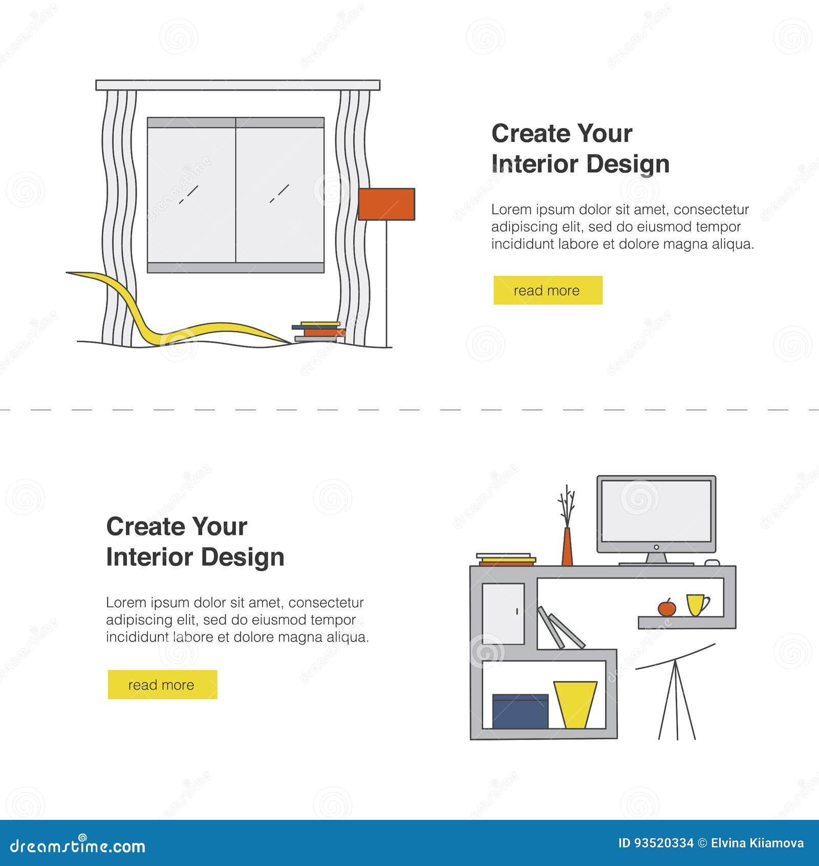 Your Interior Design Web Banner Set. Modern Home Design Template Stock ...