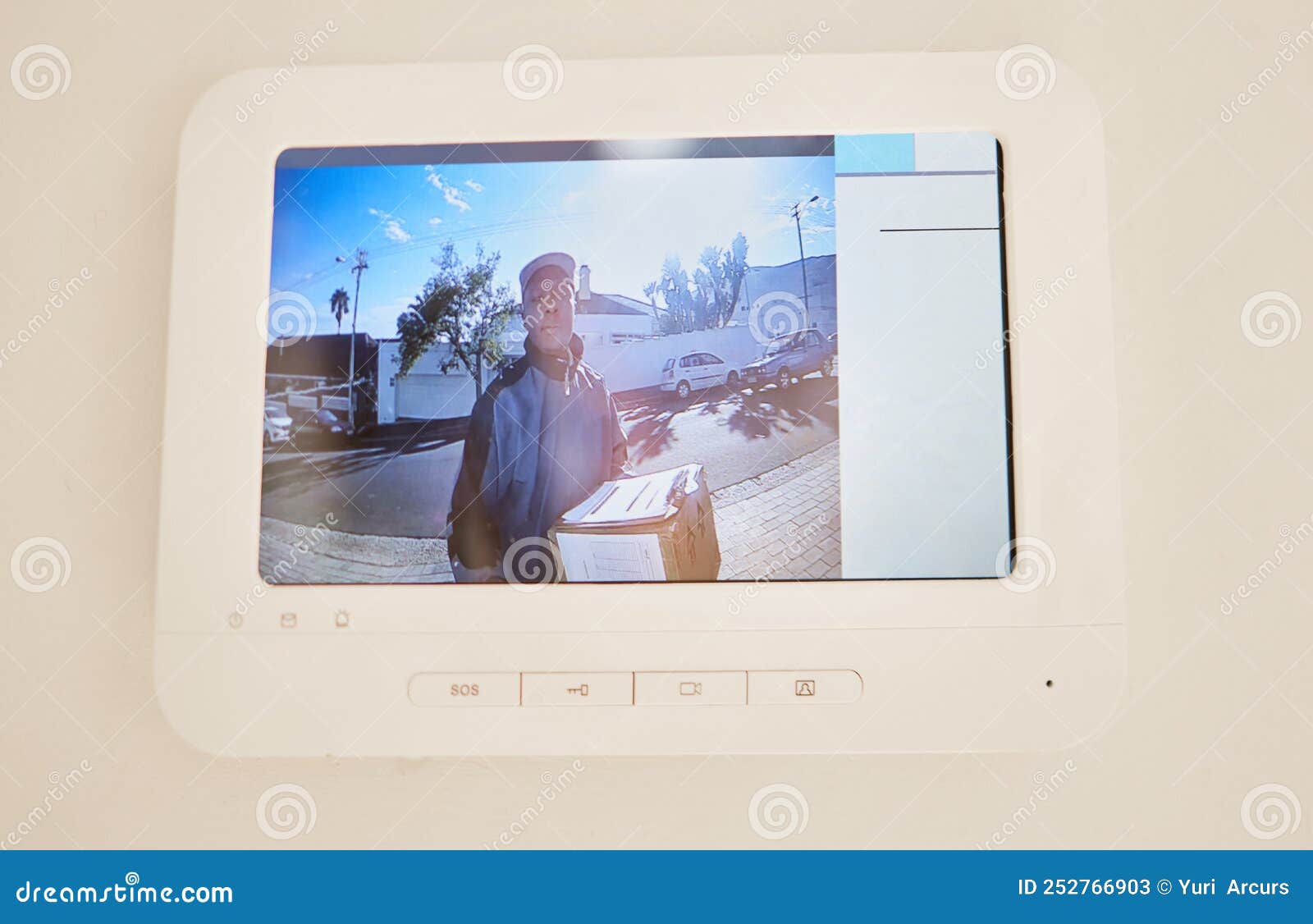 Your Package Has Arrived. a Young Man on a Tele Screen Delivering a ...