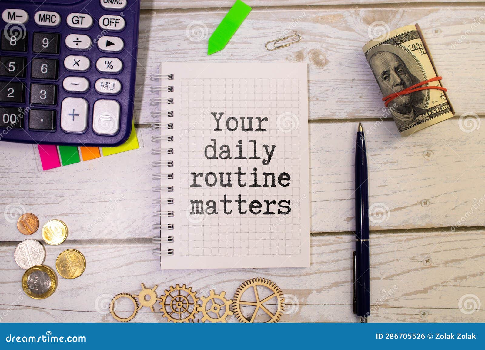 Your daily Routine Matters. Write on a Book Isolated on Office Desk ...