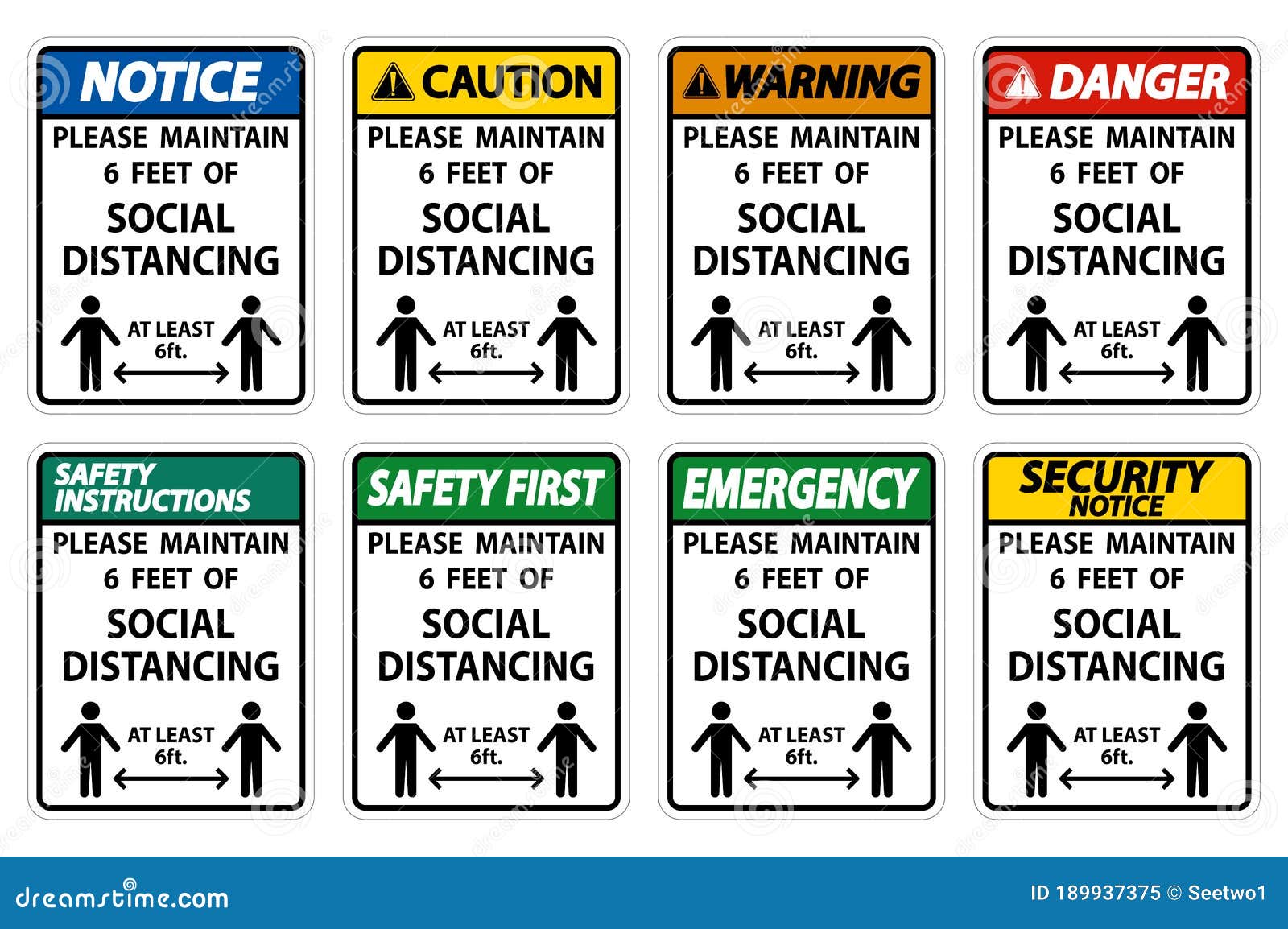 For Your Safety Maintain Social Distancing Sign on White Background ...