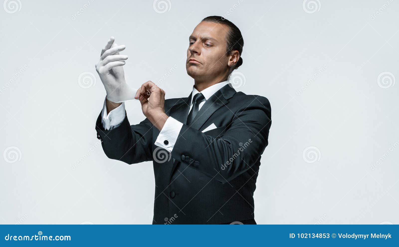 At Your Service, Well Dressed Man Waiting for Orders Isolated on White ...