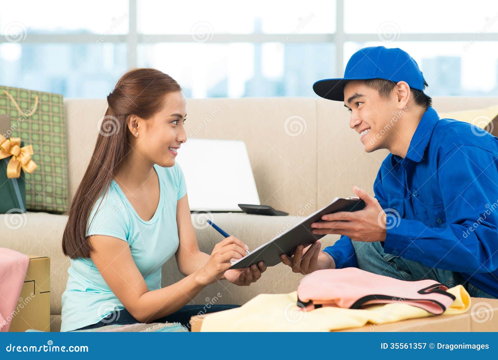 Your signature, please! stock image. Image of delivery - 35561357