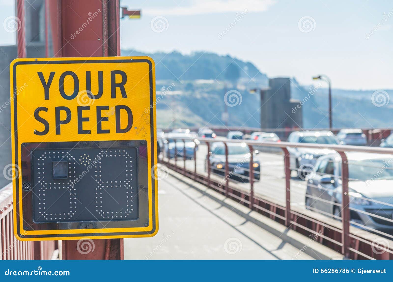 Your Speed Sign on the Bridge Stock Photo - Image of street, monitor ...
