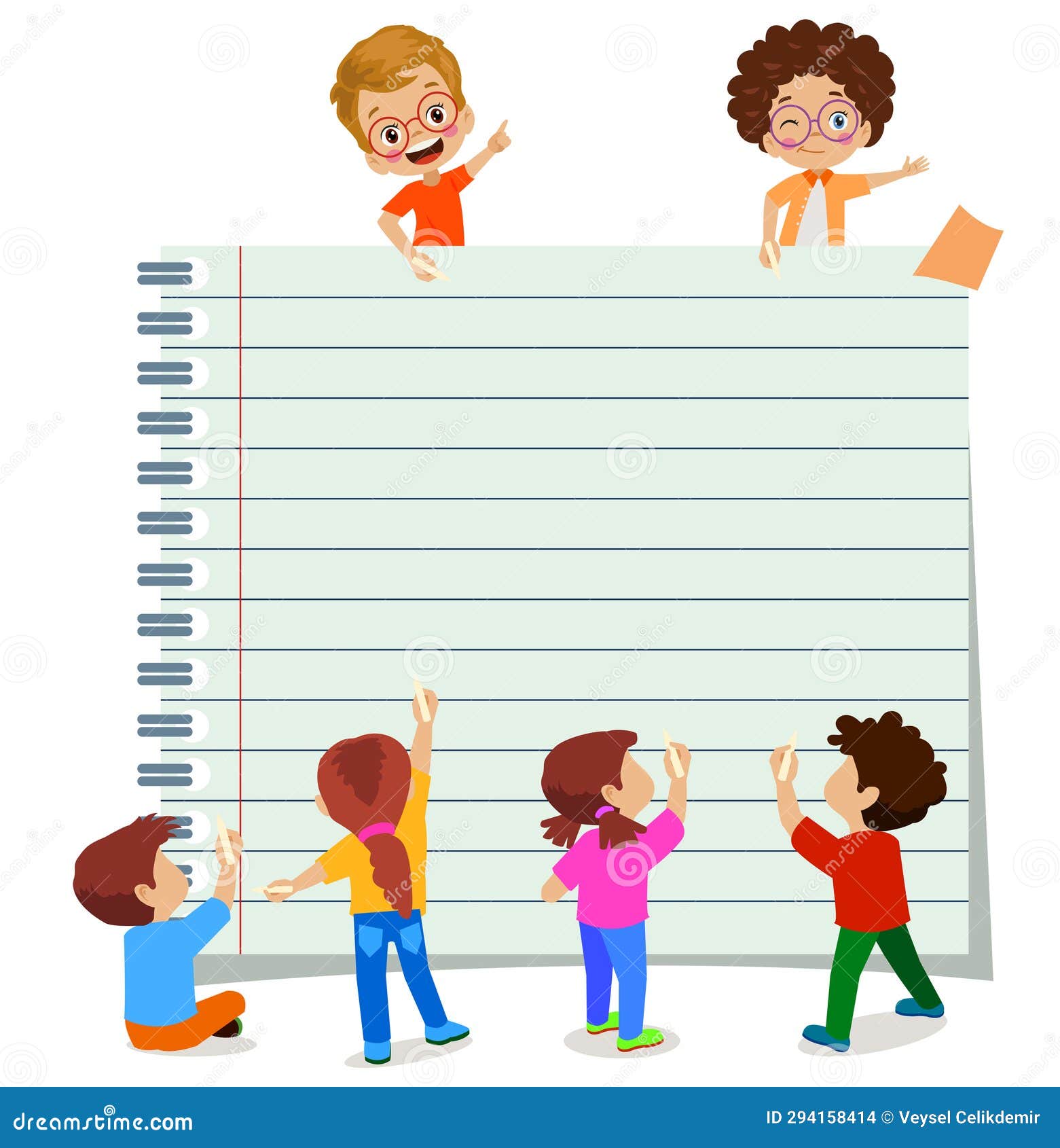 Your Text Here Cute Kid Holding Note Paper Stock Vector - Illustration ...
