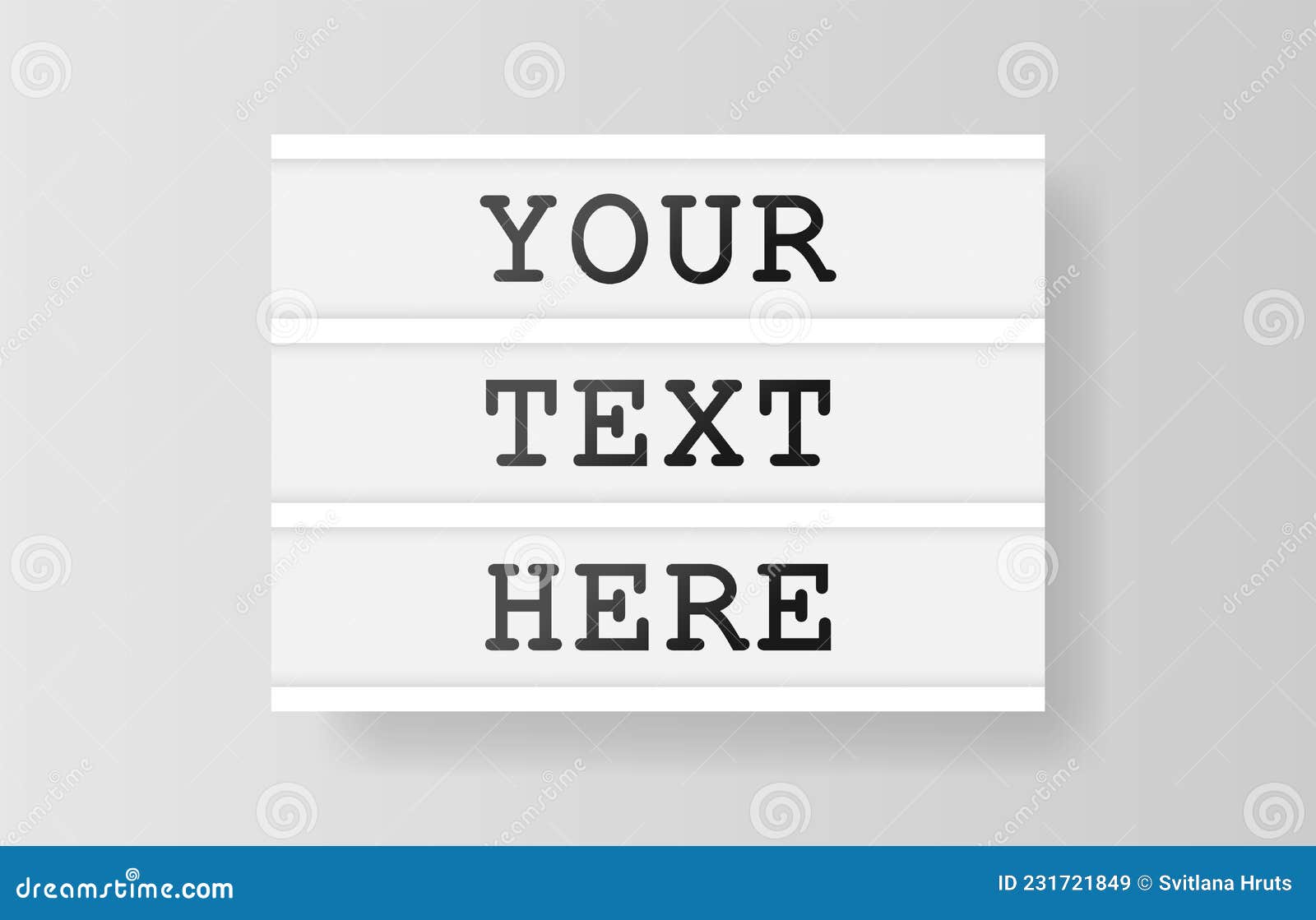 Your Text Here. Retro Advertising with Retro Lightbox on White ...
