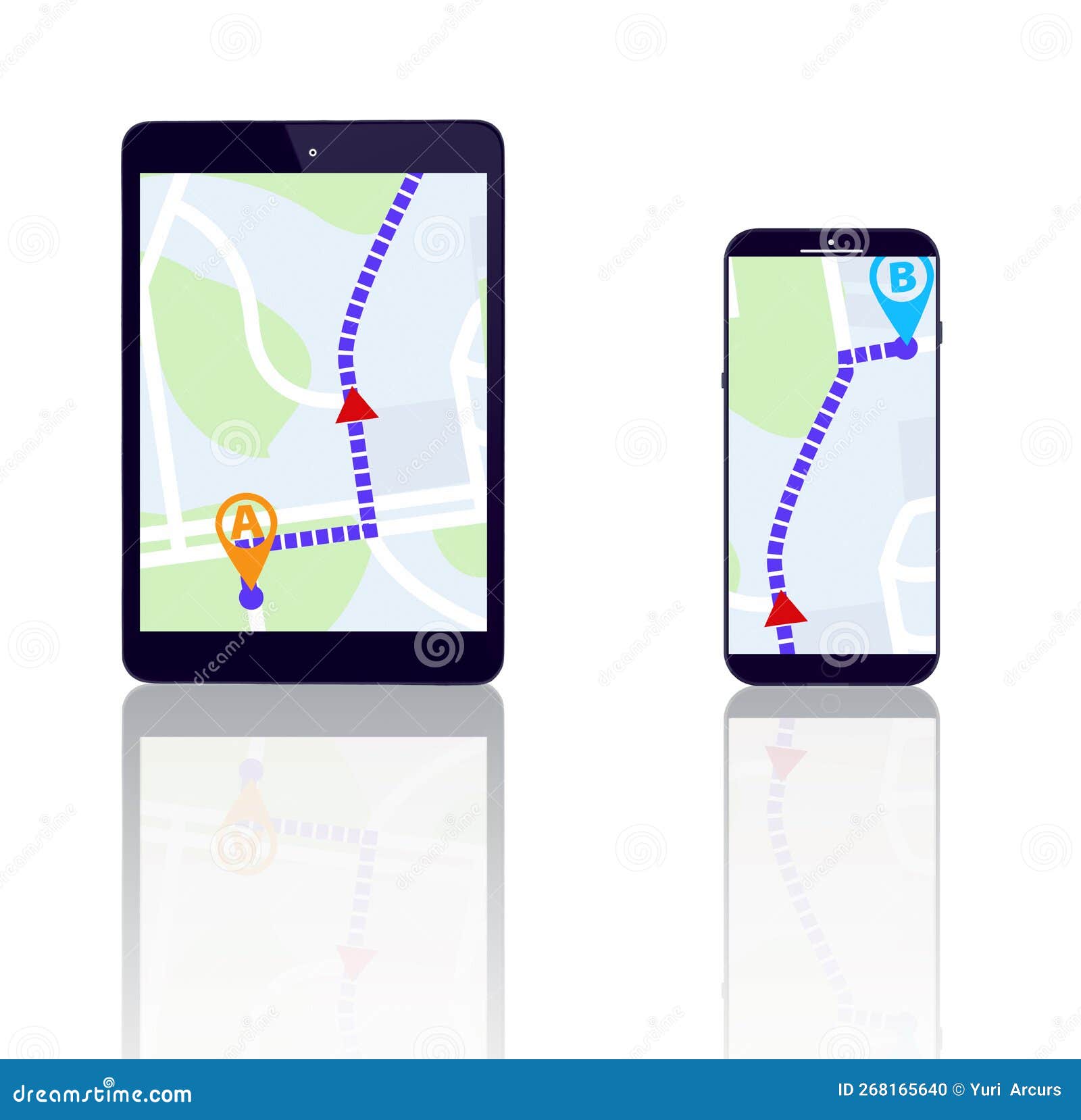 Youre Going the Right Way. a Tablet and Smartphone Showing Gps Data ...