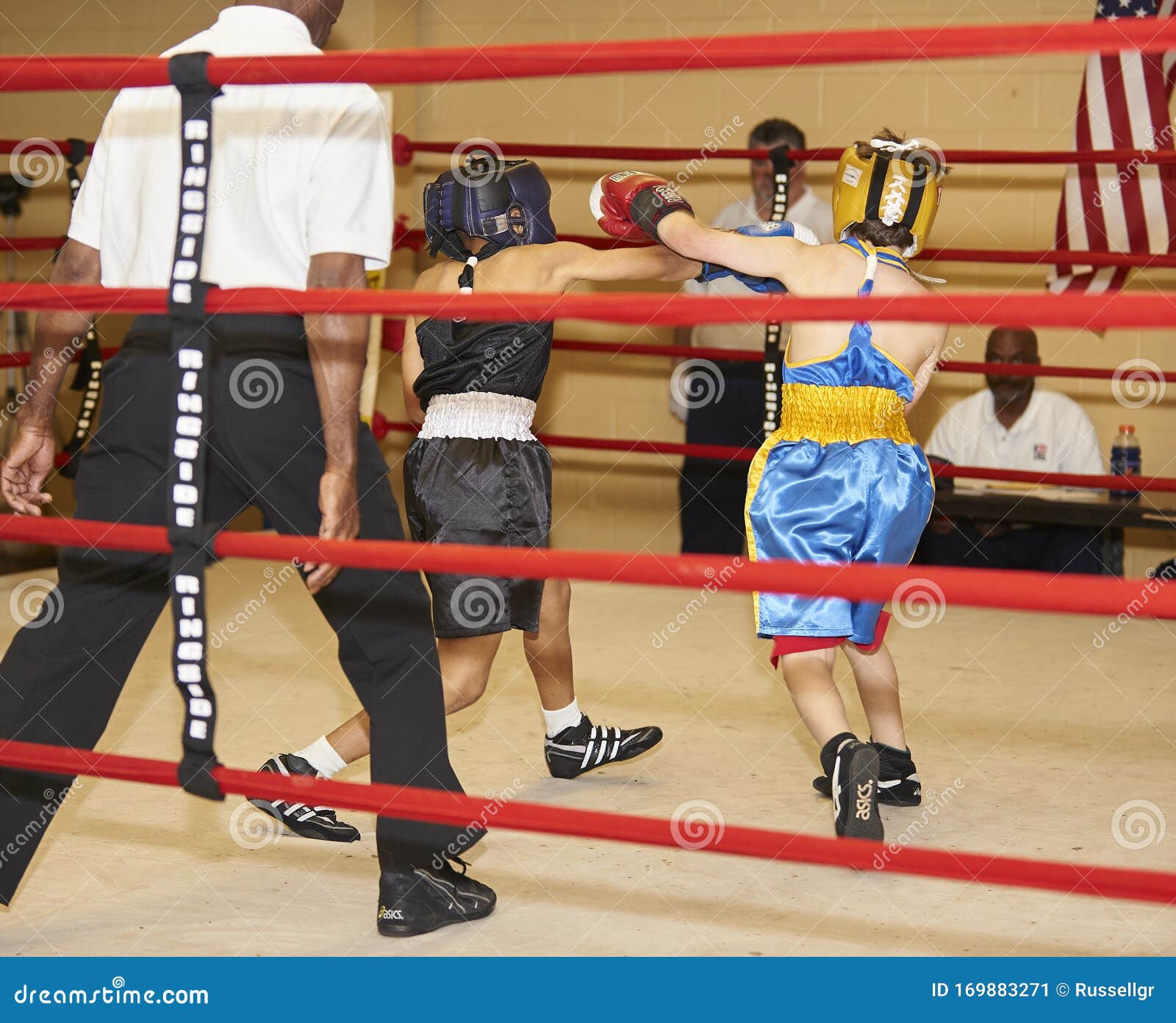 Youth Boxing Boxing in Ring with Referee Editorial Photo - Image of ...