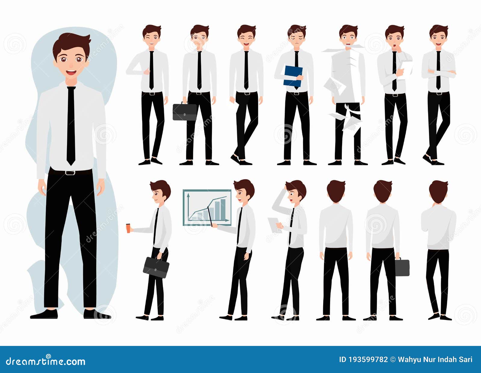 Flat Vector Youth Character Using a White Shirt for Working with Lots ...