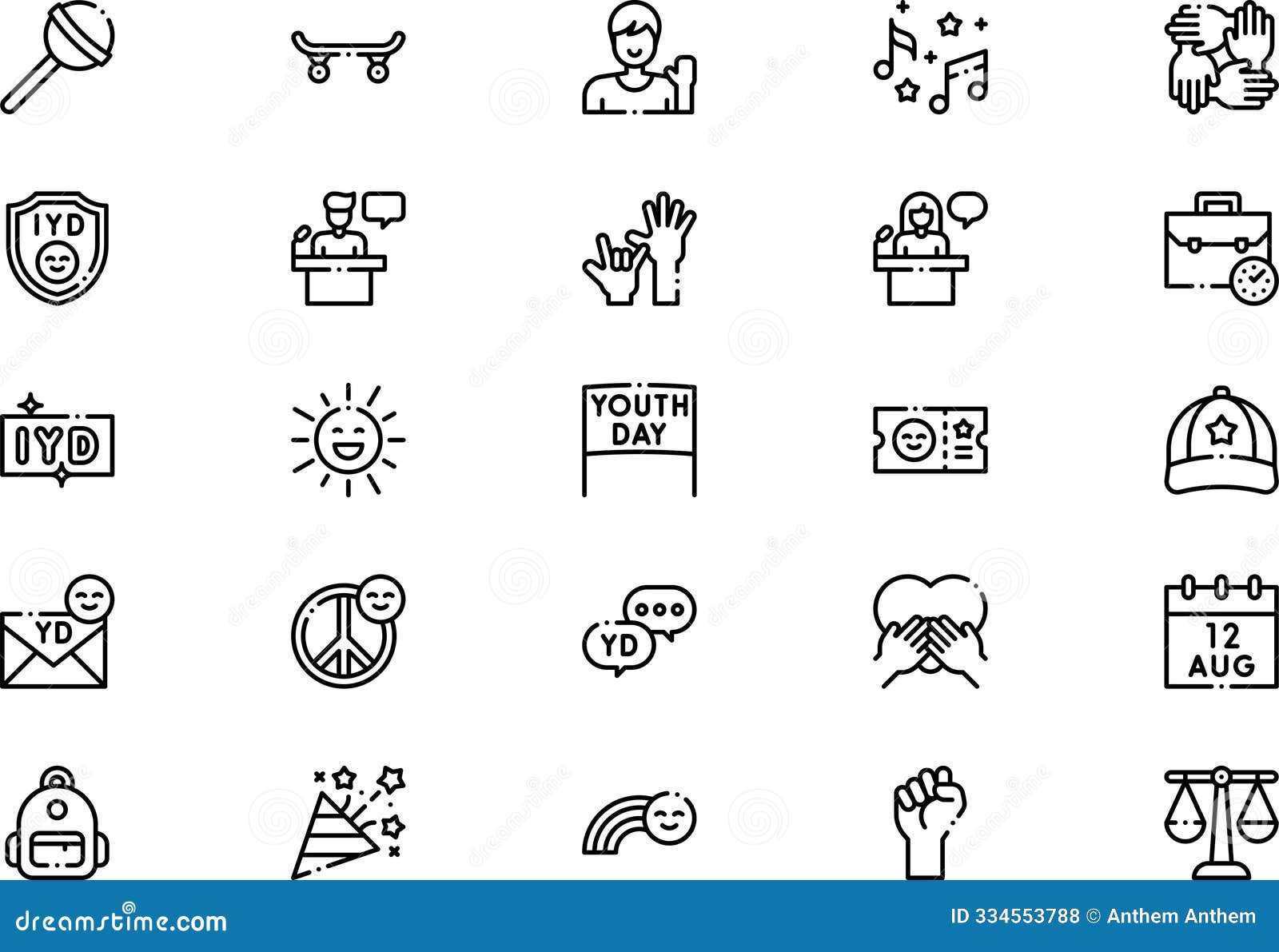 Youth Day Icons Collection is a Vector Illustration with Editable ...