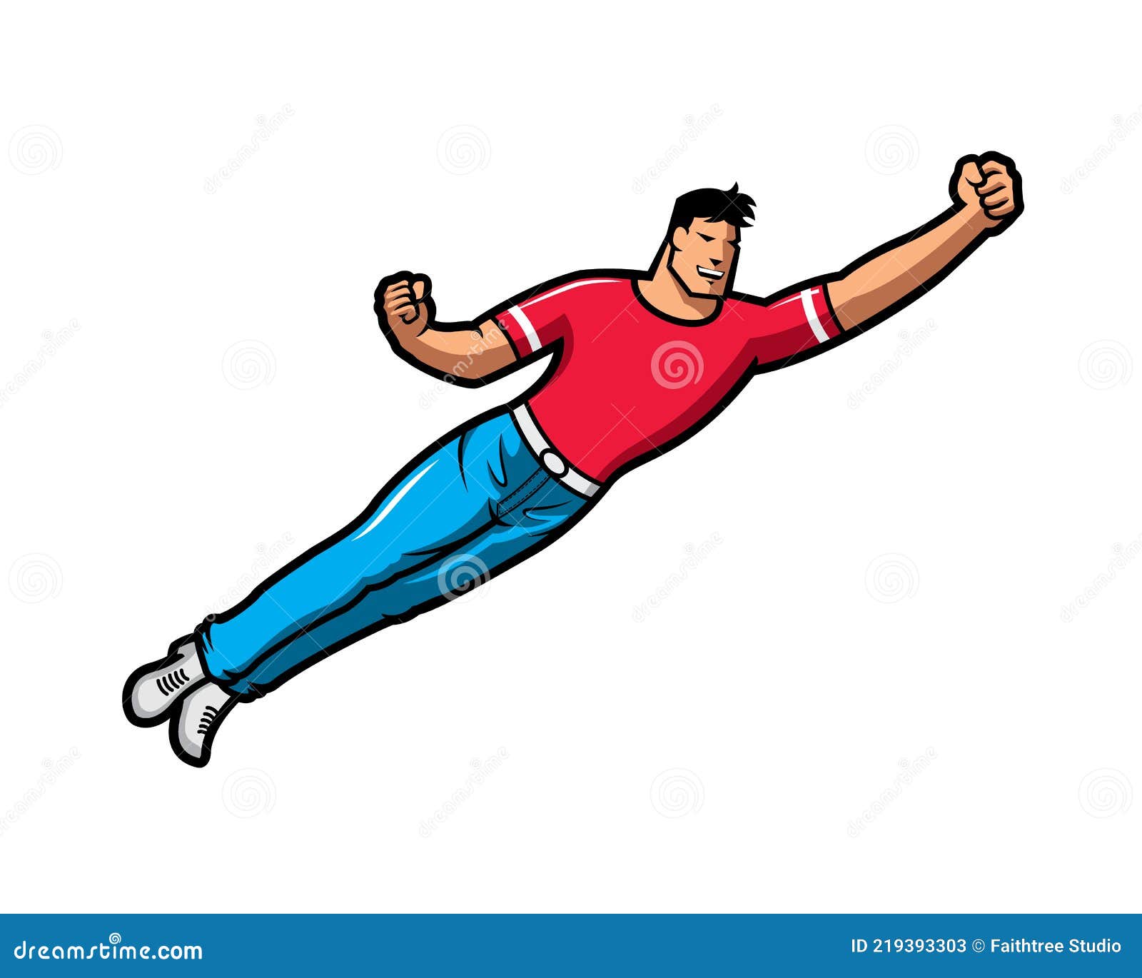 Youth Flying Smile with Tshirt and Jeans Stock Vector - Illustration of ...