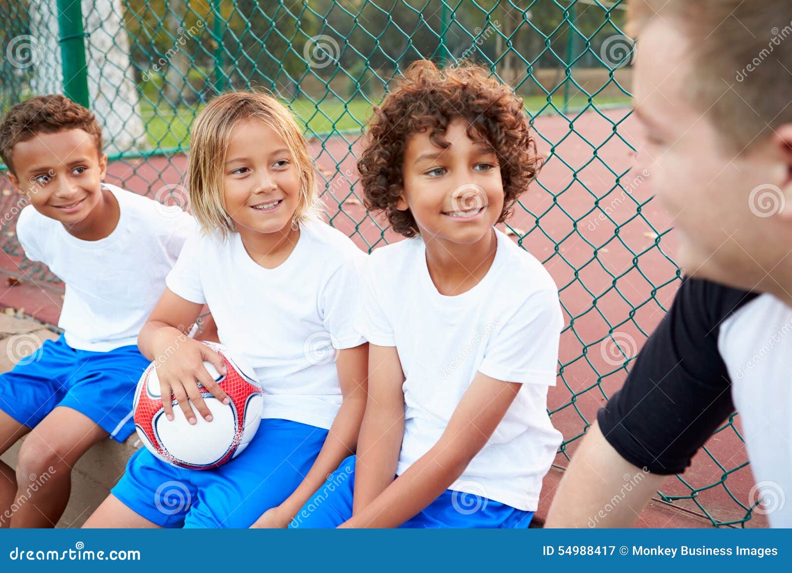 Youth Football Team Training with Coach Stock Image - Image of active ...