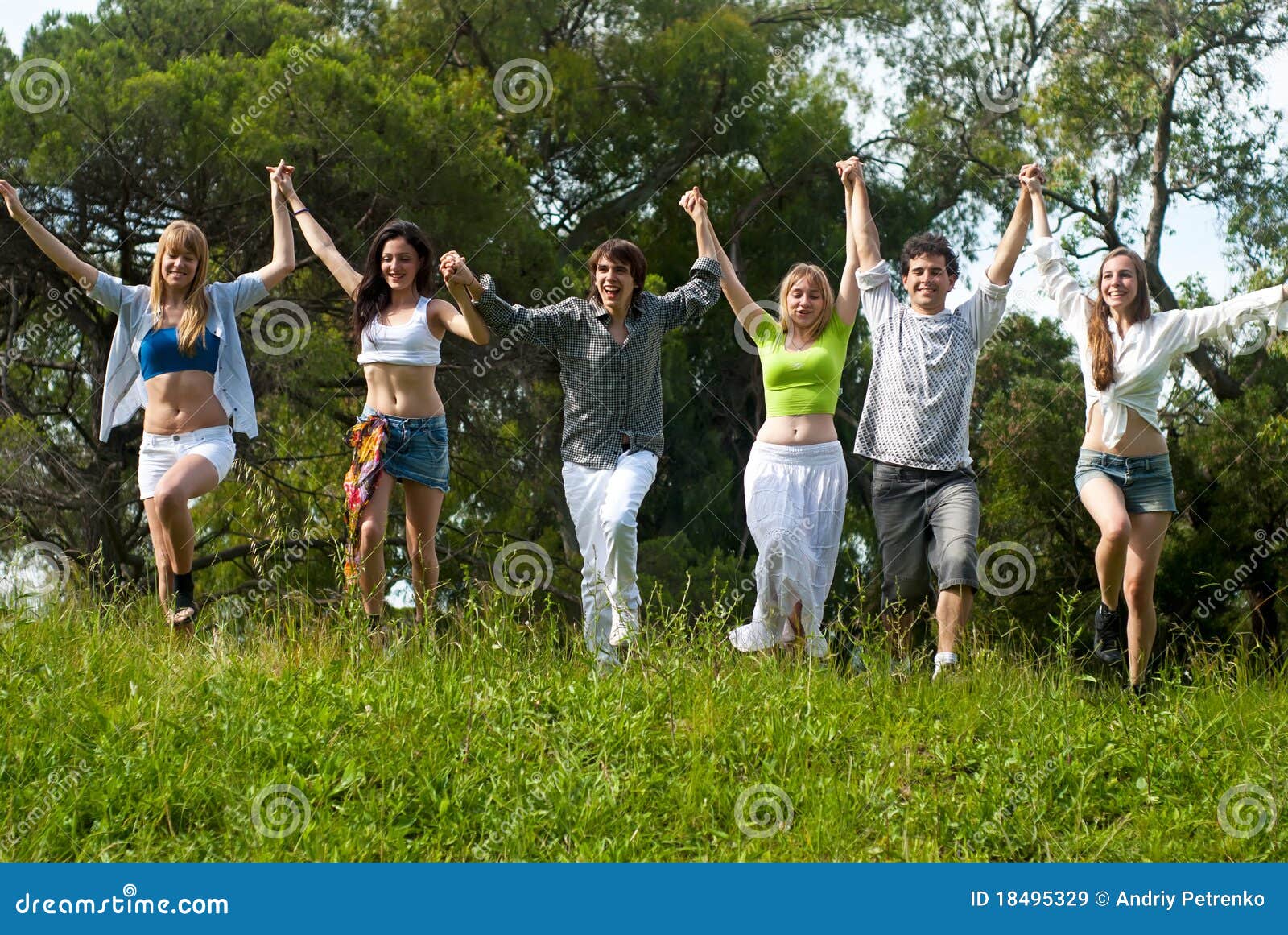 Youth Group Against the Nature Stock Image - Image of healthy, playful ...